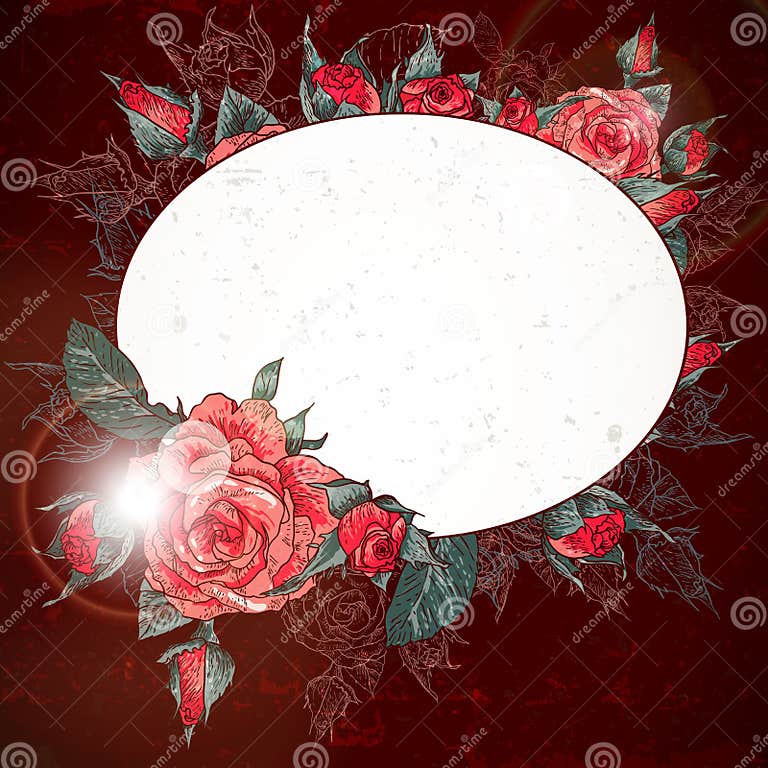 Romantic Vintage Rose Frame Stock Vector - Illustration of element ...