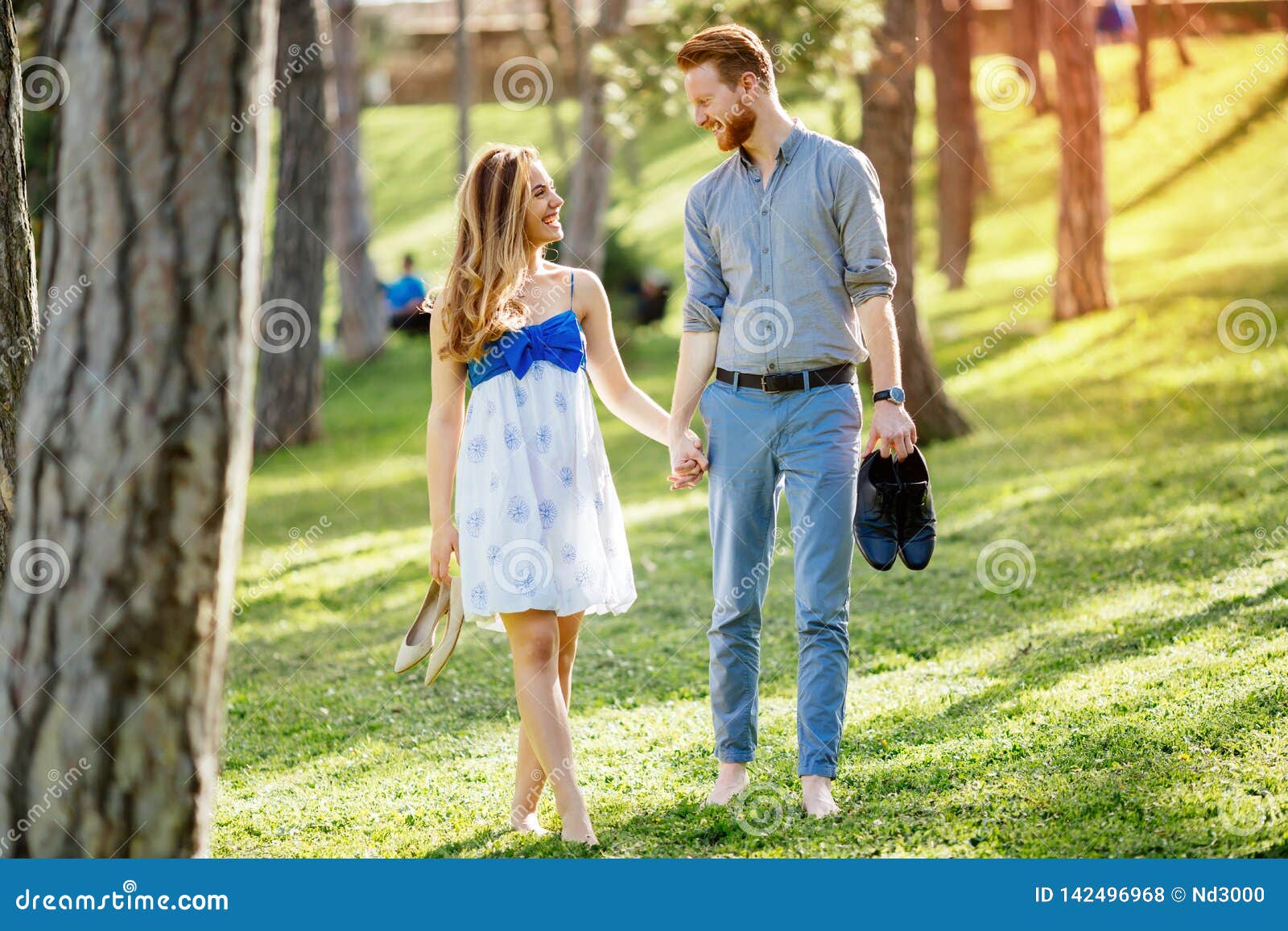 Romantic walk in nature stock photo. Image of boyfriend - 142496968