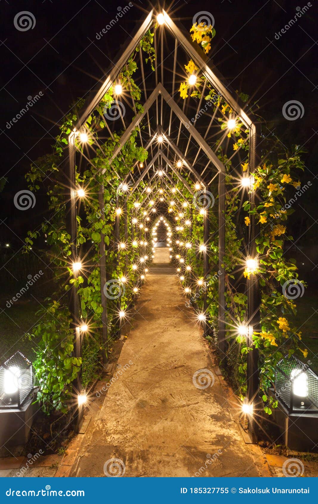 Romantic Walkway With Gold Lighting Stock Image | CartoonDealer.com ...