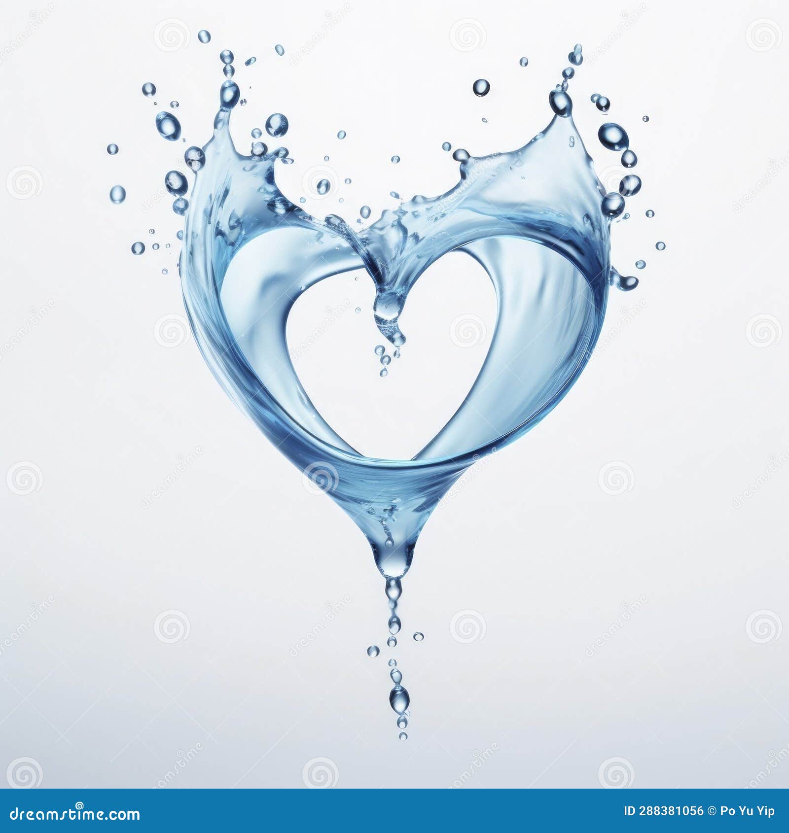 Romantic Water Splash Flowing in Heart Shape Stock Illustration ...