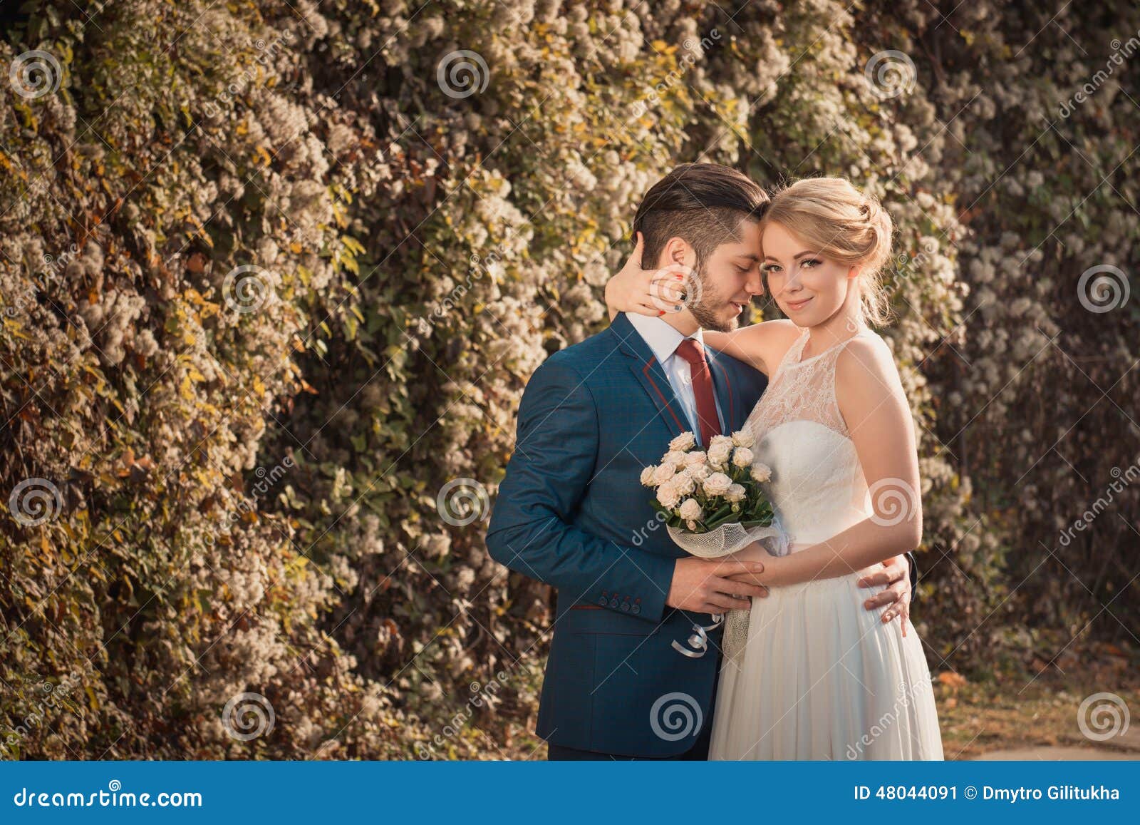 Romantic Wedding Couple Embracing at Each Other Stock Image - Image of ...