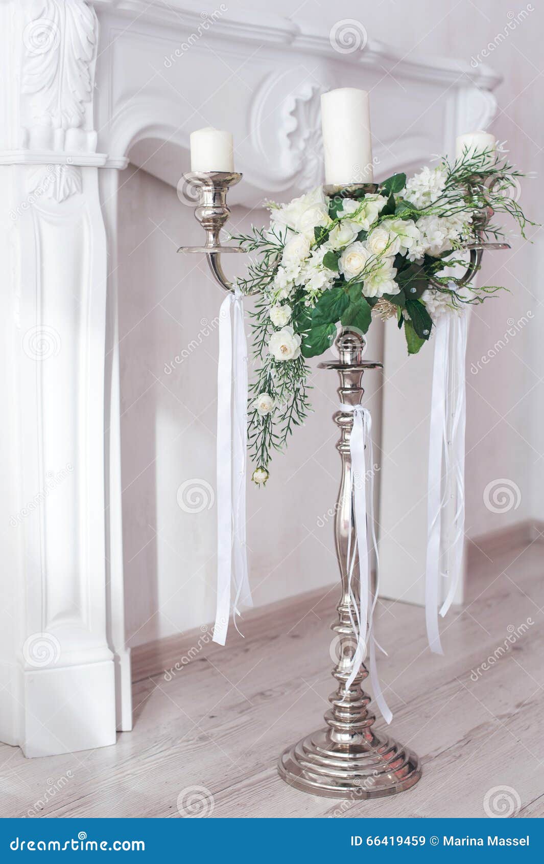 Romantic Wedding Flower Bouquet with Candlestick Stock Image - Image of ...