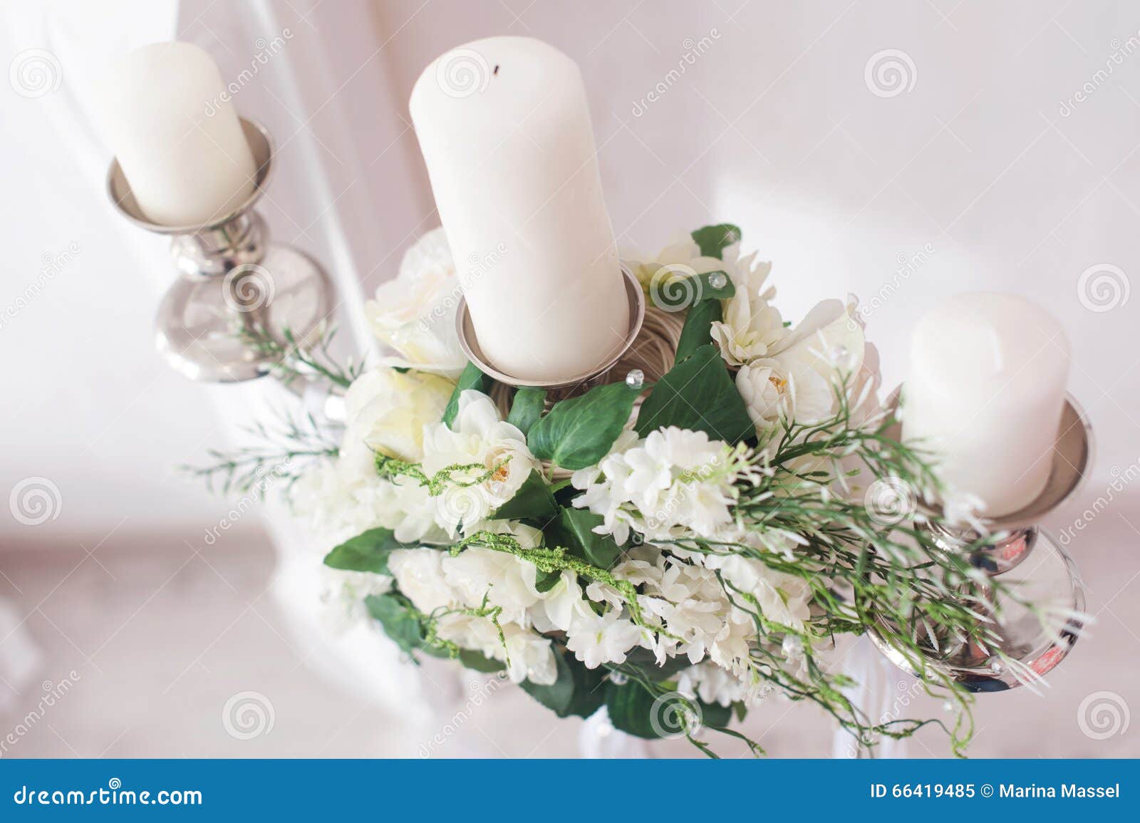Romantic Wedding Flower Bouquet with Candlestick Stock Image - Image of ...