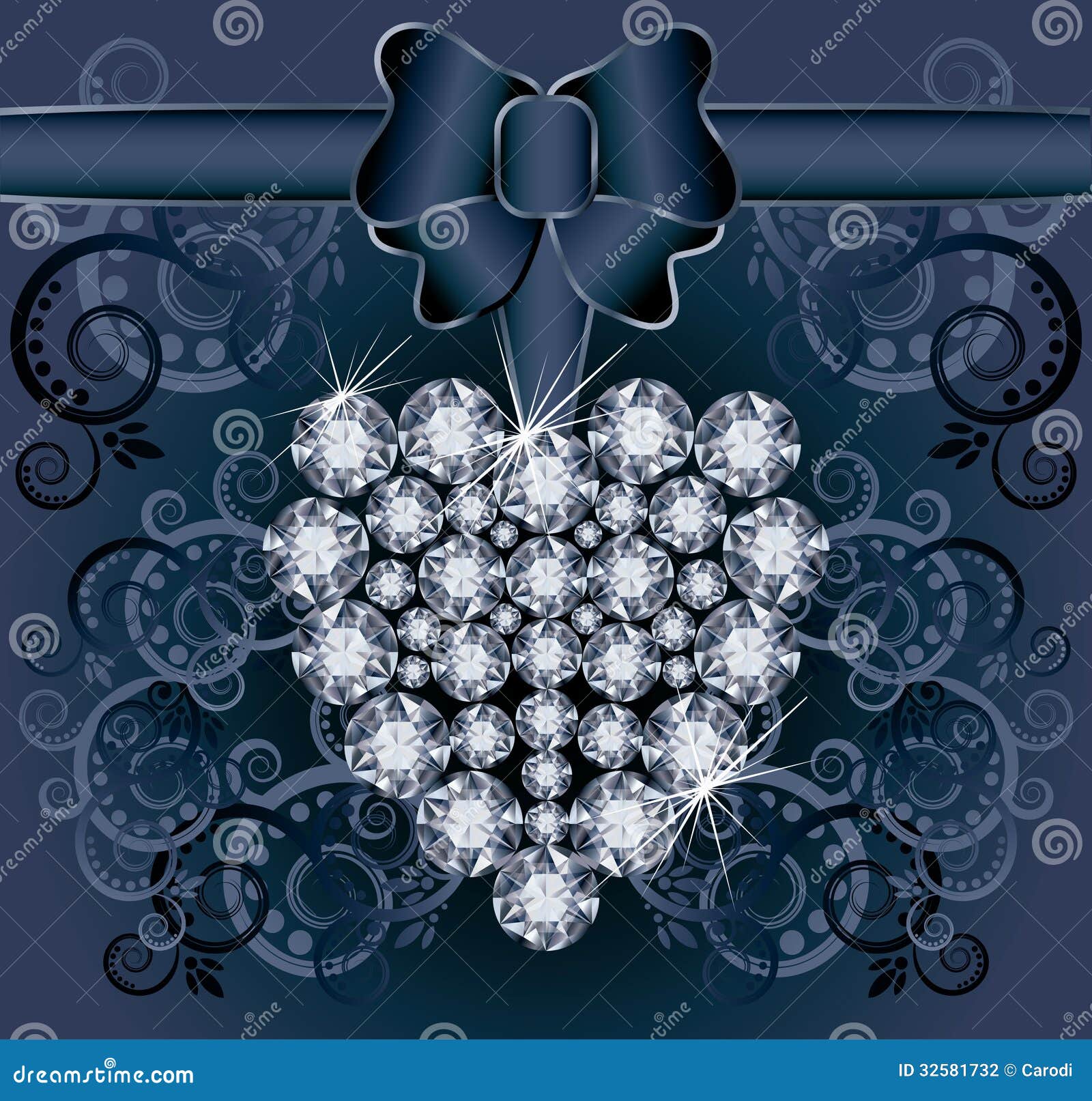 Romantic Wedding Postcard with Diamond Heart Stock Vector ...