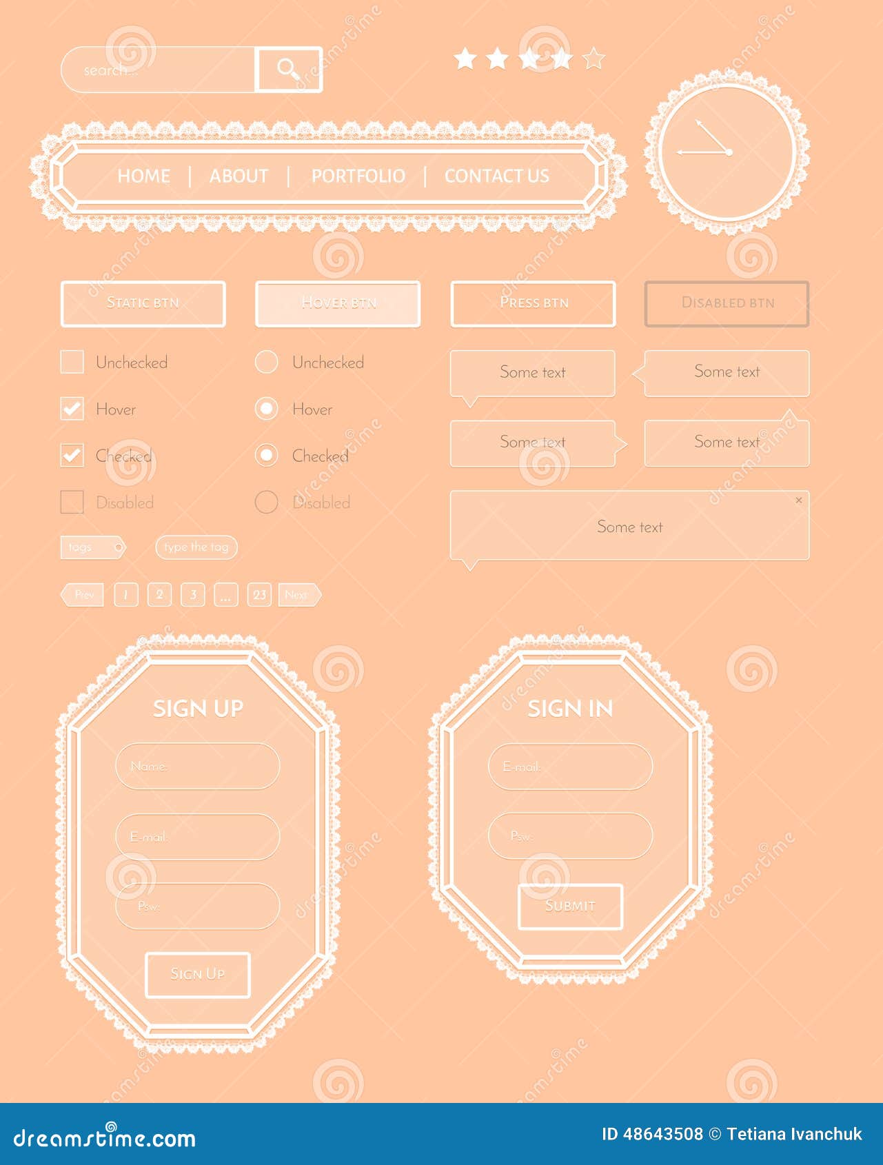 Romantic Wedding UI stock vector. Illustration of second - 48643508