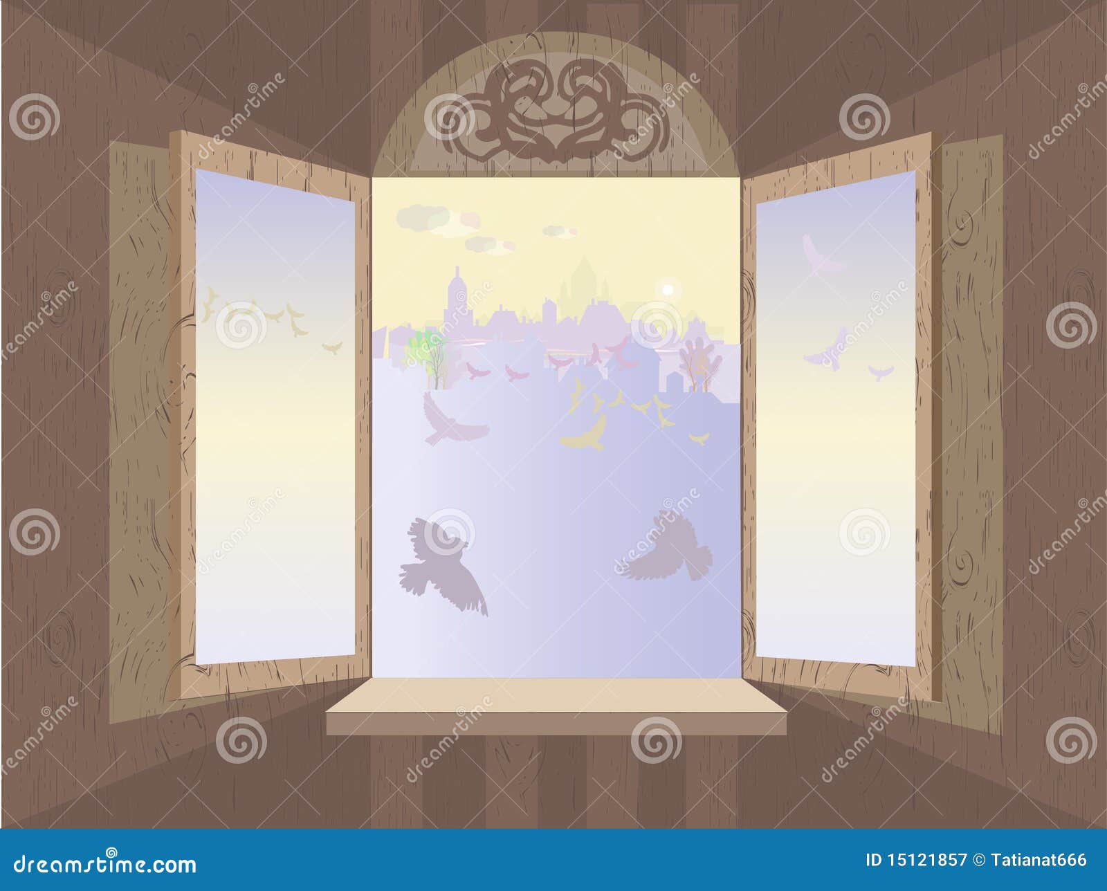 Romantic window stock vector. Illustration of postcard - 15121857