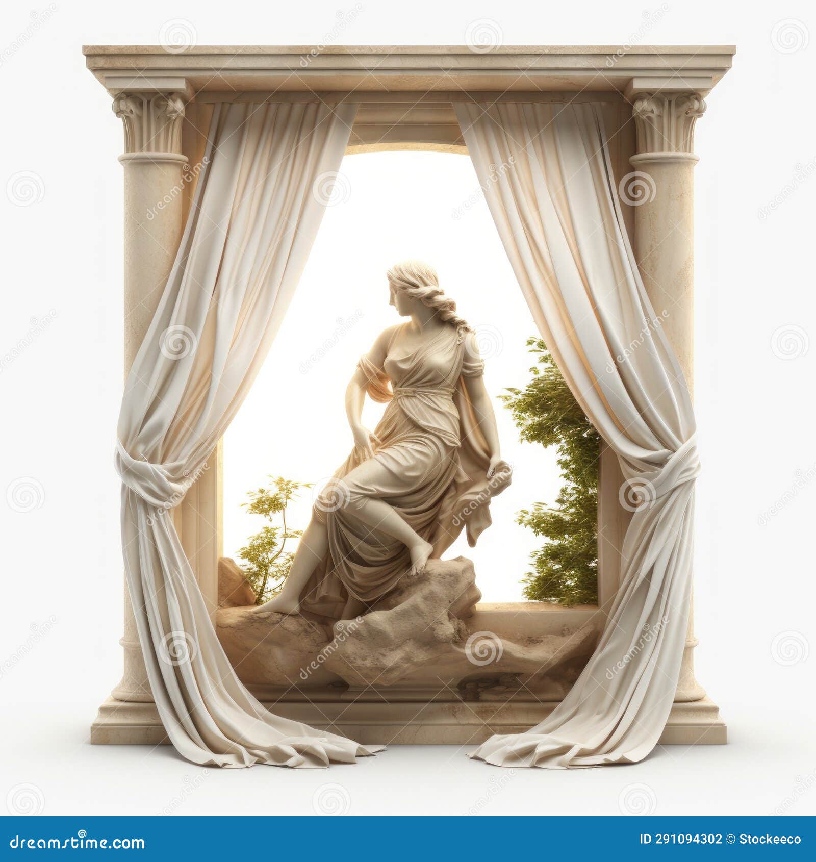 Romantic Window Statue on Transparent Background Stock Illustration ...