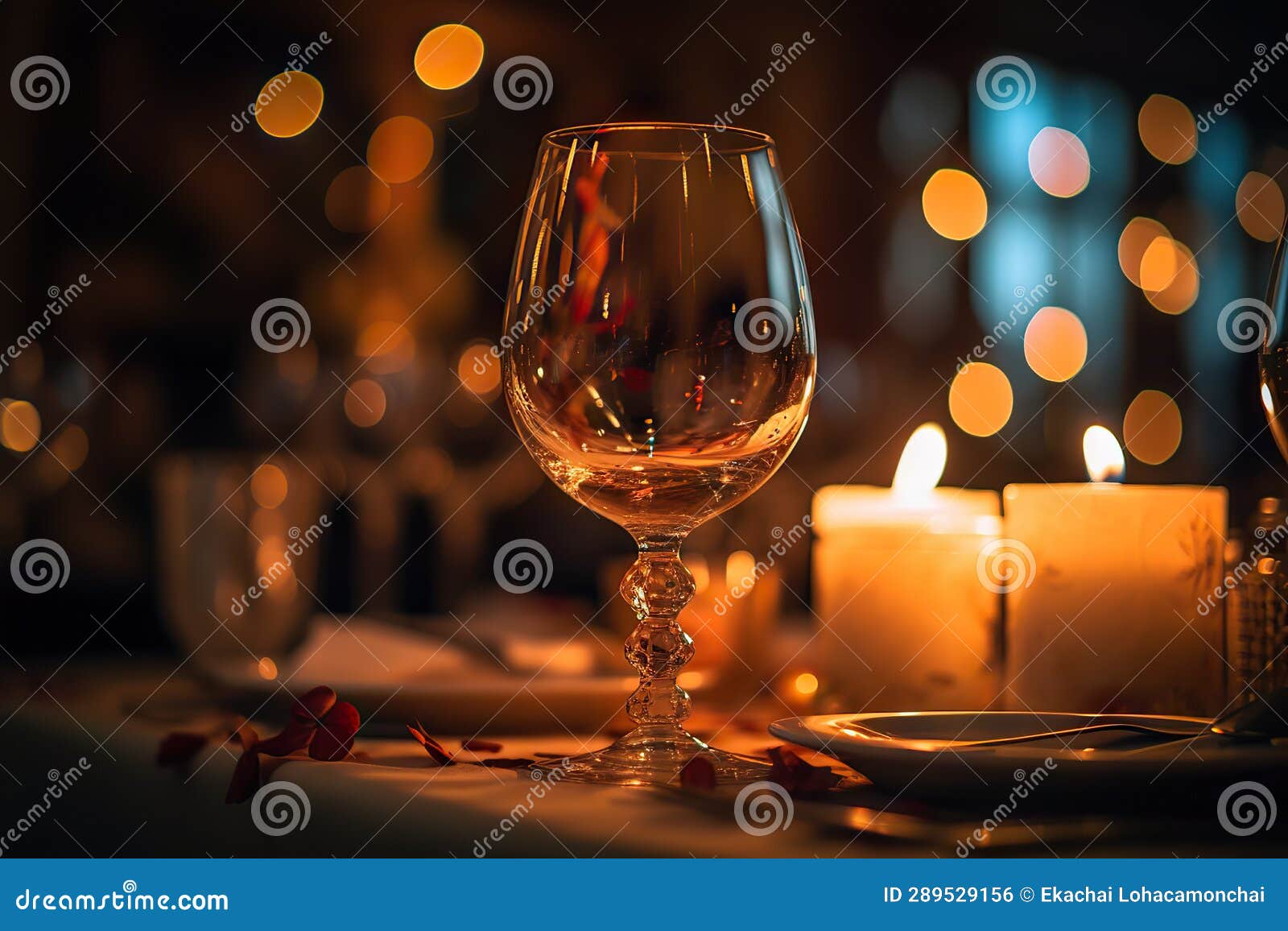 Romantic Wine Glass with Candles - Intimate Evening Setting for Love ...