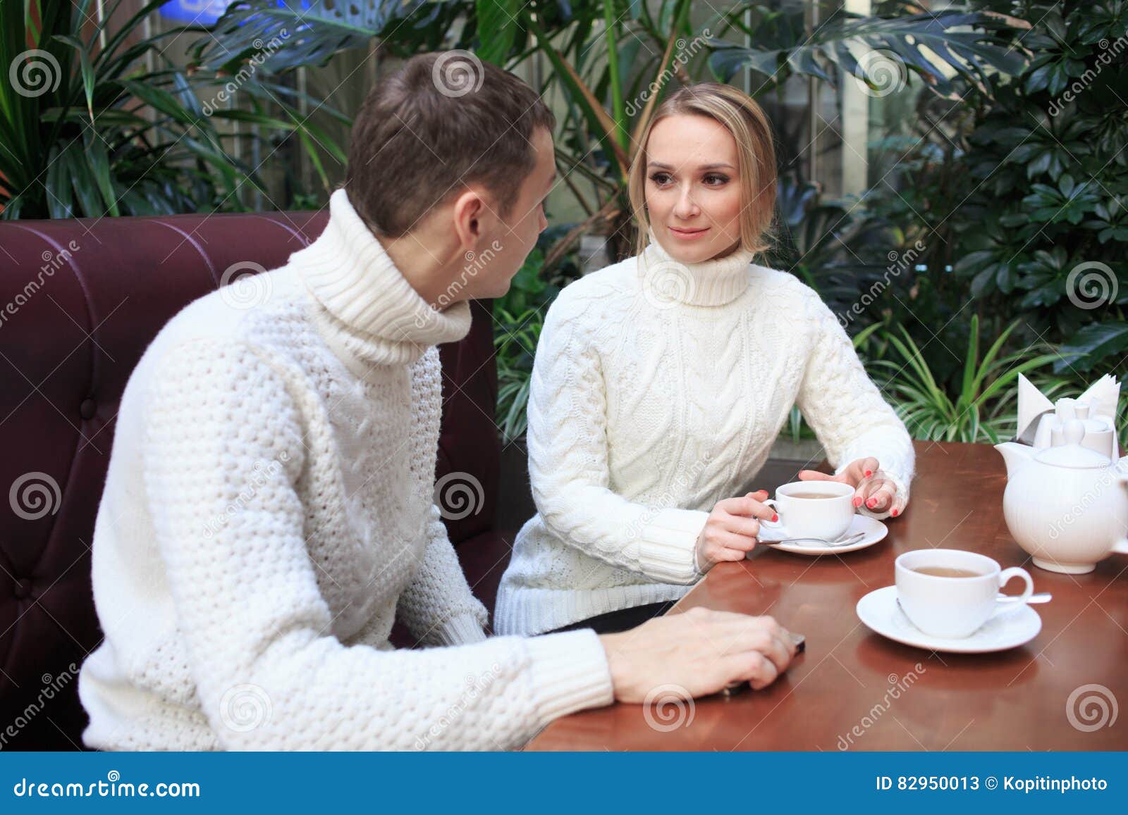 Romantic Young Couple Drinking Coffee Stock Image - Image of girlfriend ...