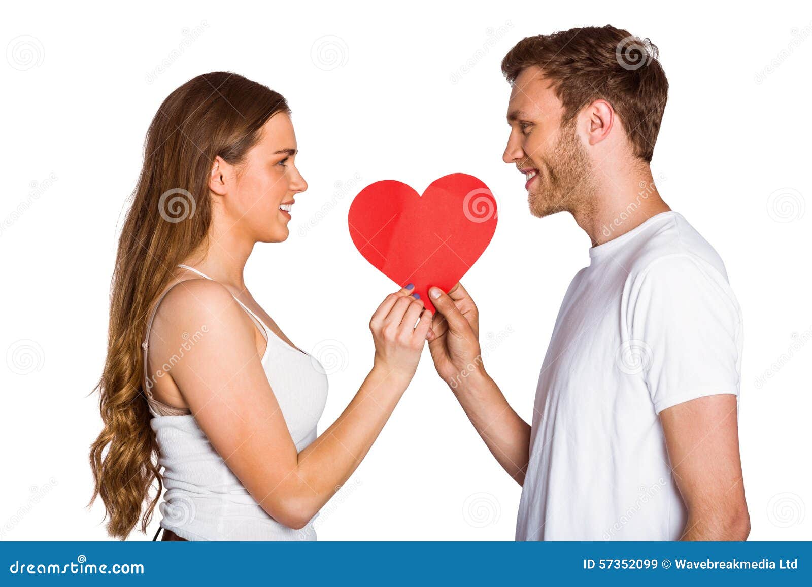 Romantic Young Couple Holding Heart Stock Image - Image of length ...