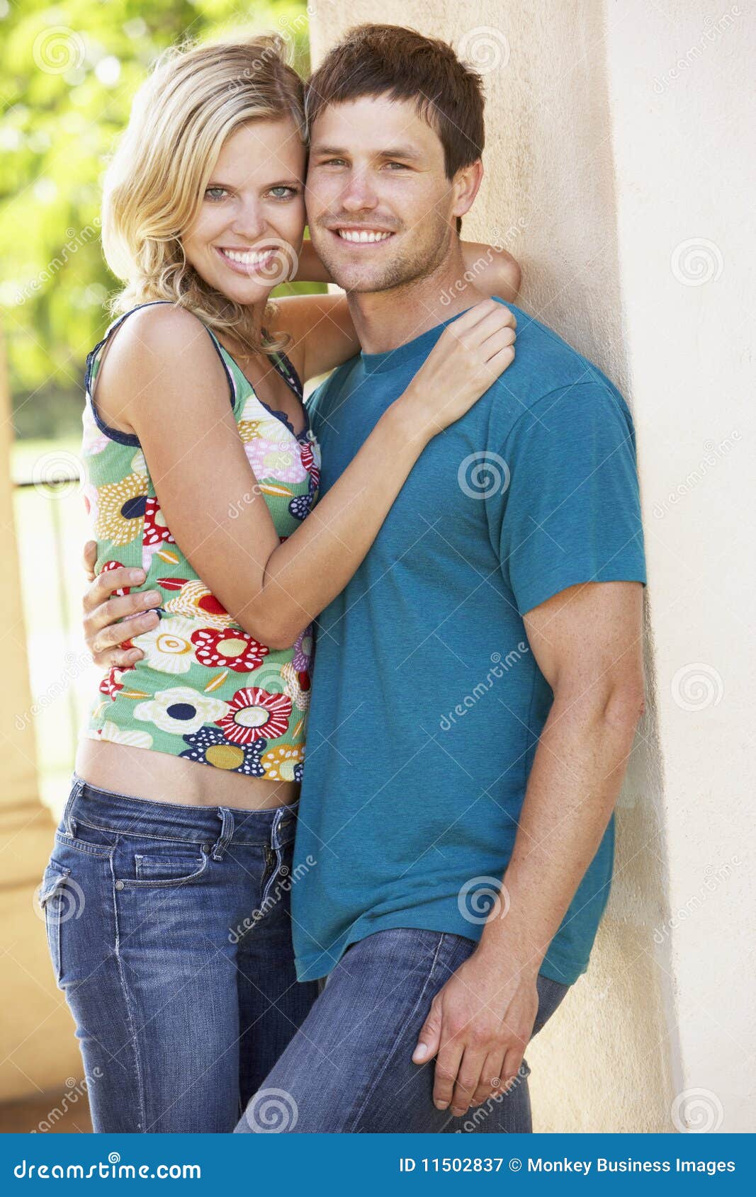 Romantic Young Couple Outside Building Stock Image - Image of ...