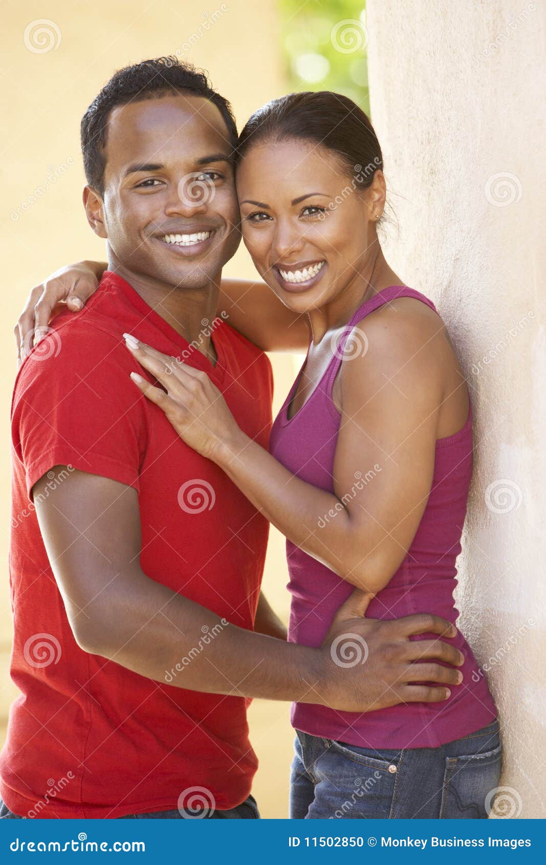 Romantic Young Couple Outside Building Stock Photo - Image of outdoors ...