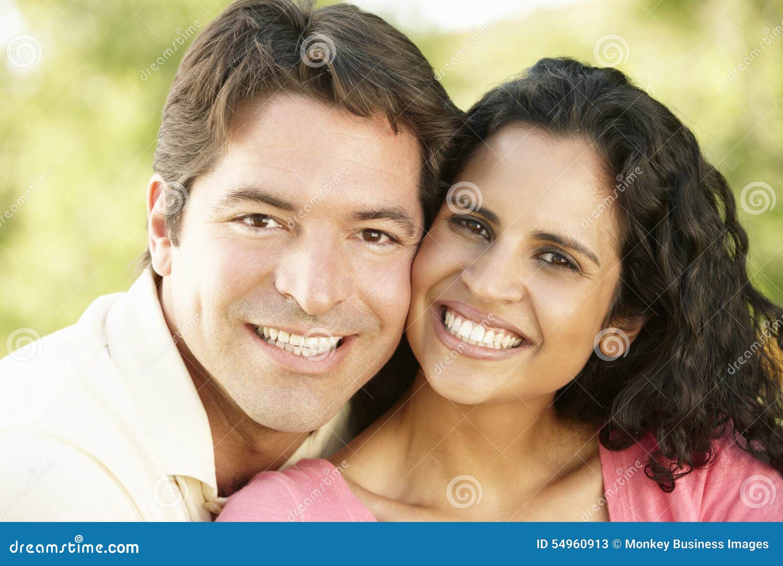 Romantic Young Hispanic Couple Relaxing in Park Stock Image - Image of ...