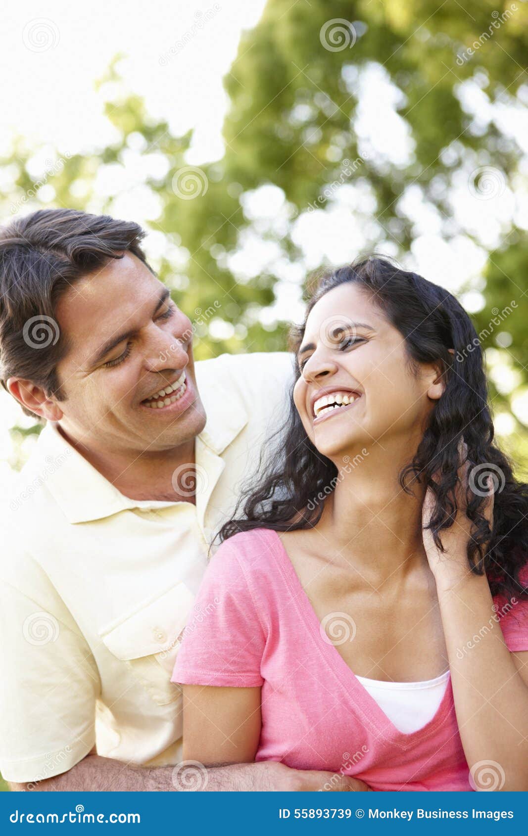 Romantic Young Hispanic Couple Relaxing in Park Stock Image - Image of ...