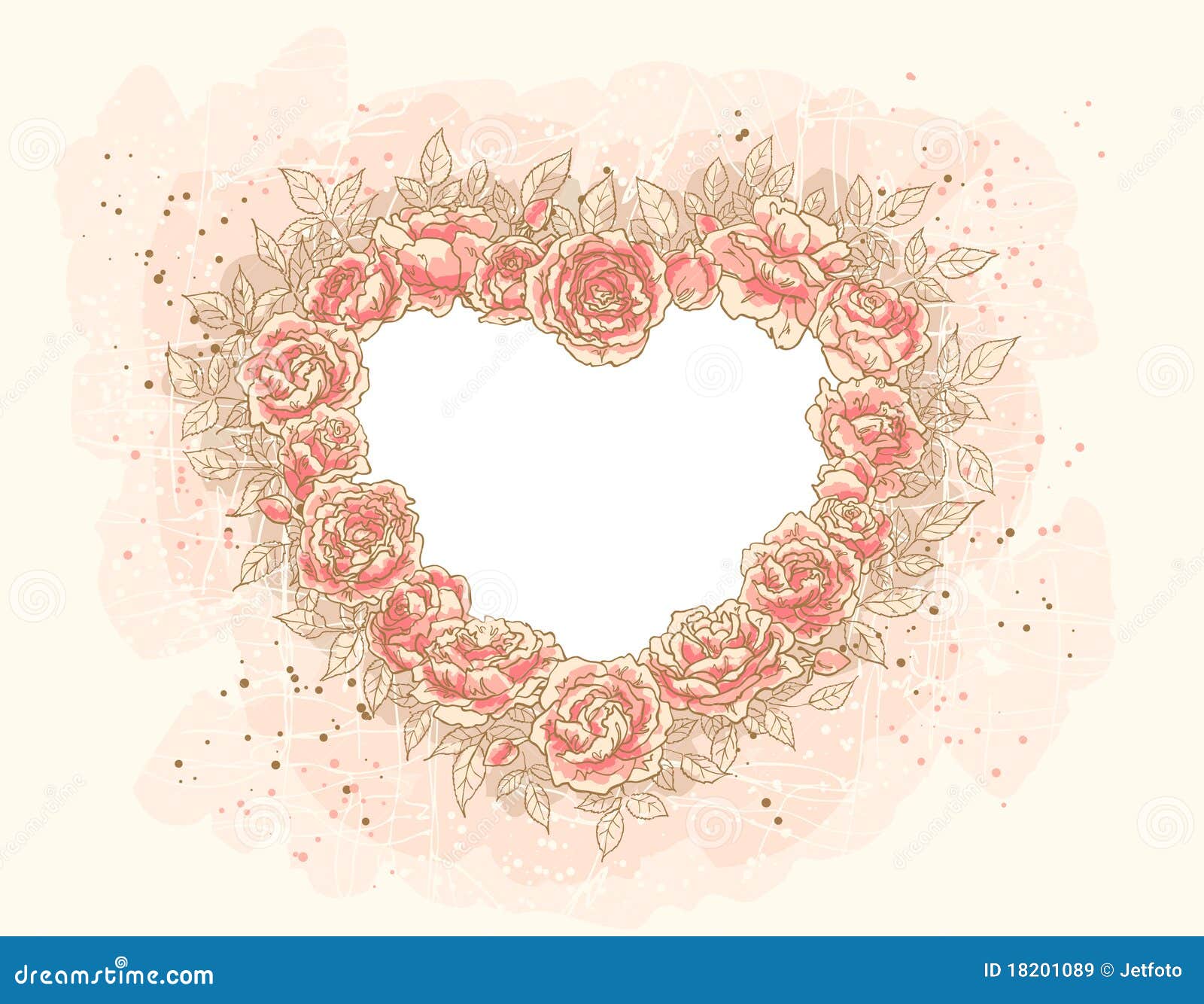 Romantisch Hart-kader Met Rozen Vector Illustratie - Illustration of ...