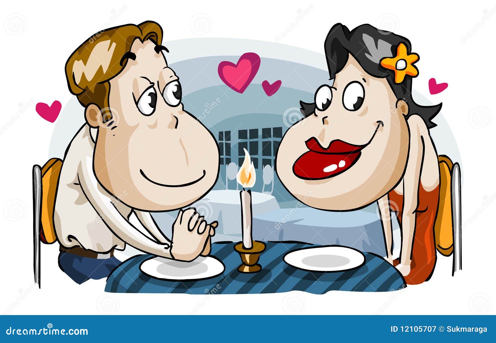 Romantisch Kaars Licht Diner Van Minnaars. Vector Illustratie ...