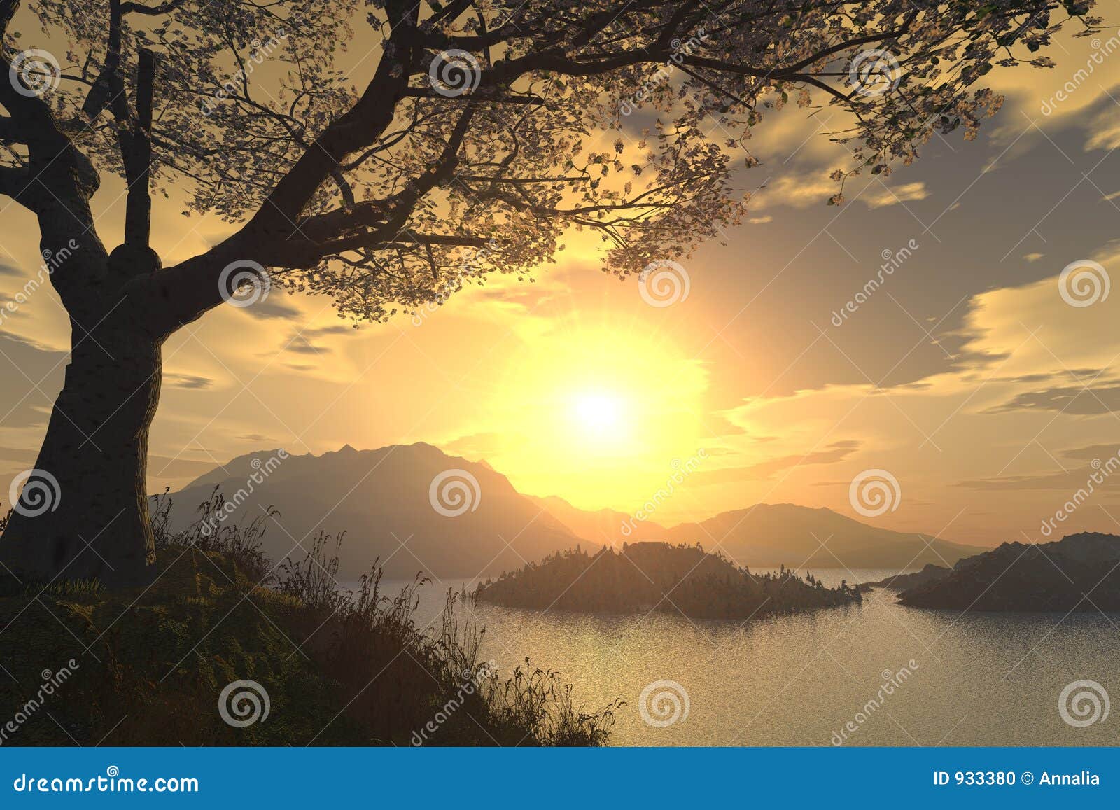 Romantisch landschap stock illustratie. Illustration of landschap - 933380