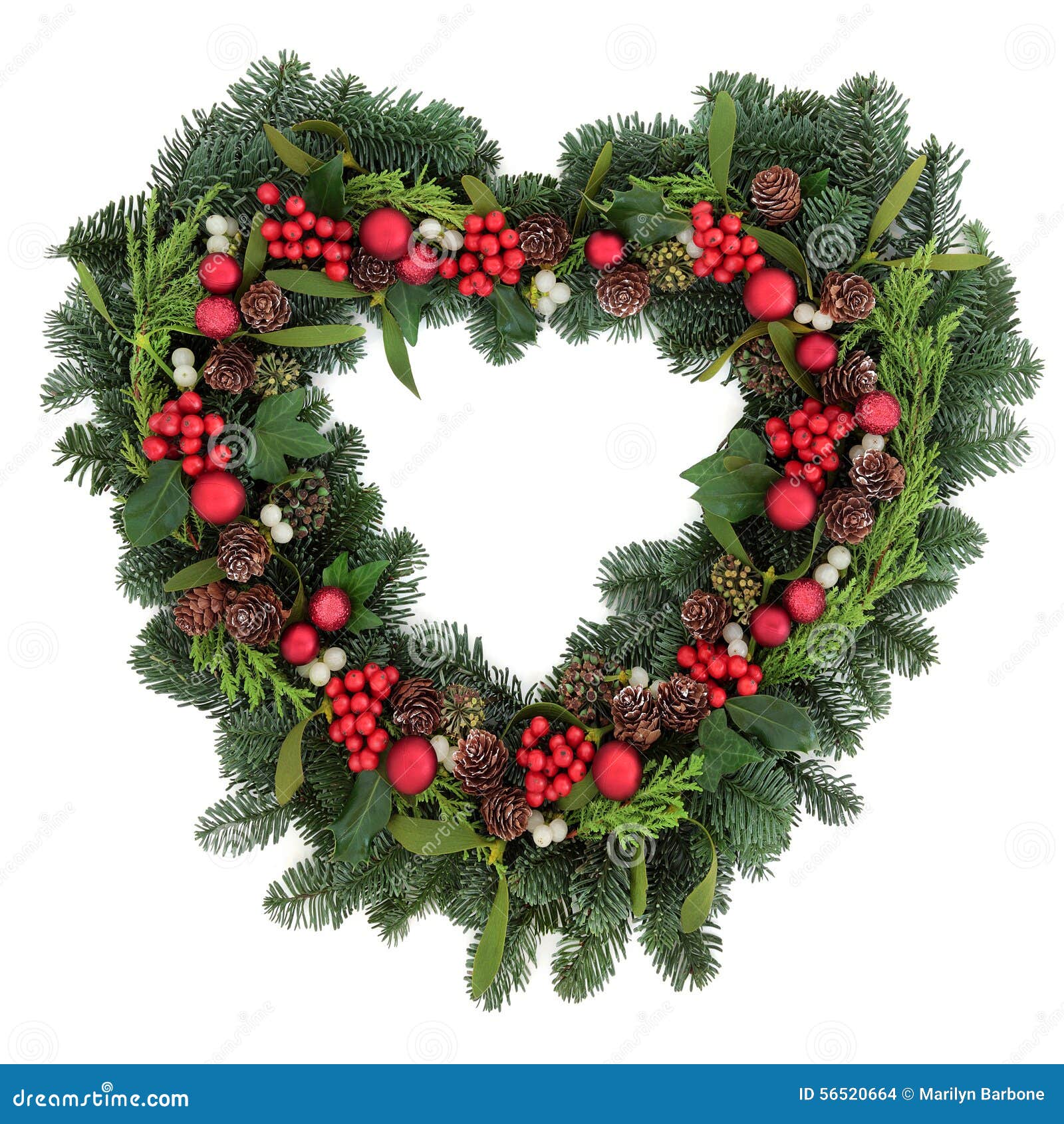 Romantisk julkrans arkivfoto. Bild av järnek, bär, bakgrund - 56520664