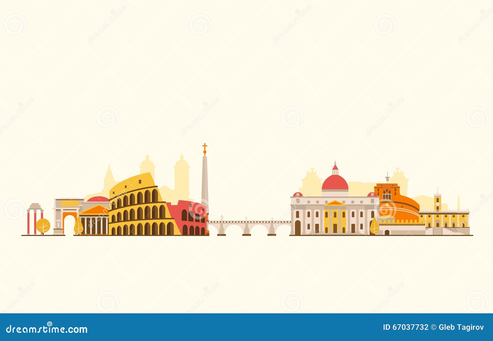 Rome abstract skyline stock vector. Illustration of architecture - 67037732