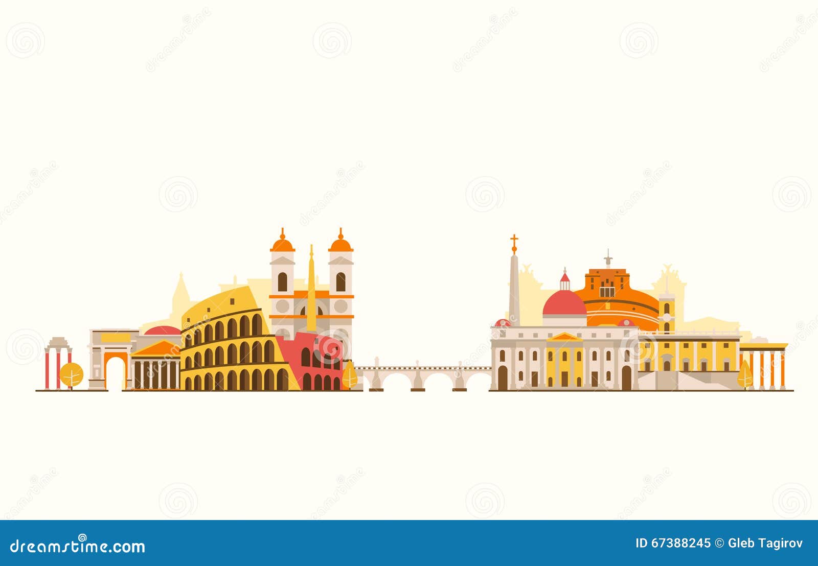 Rome abstract skyline stock vector. Illustration of coliseum - 67388245