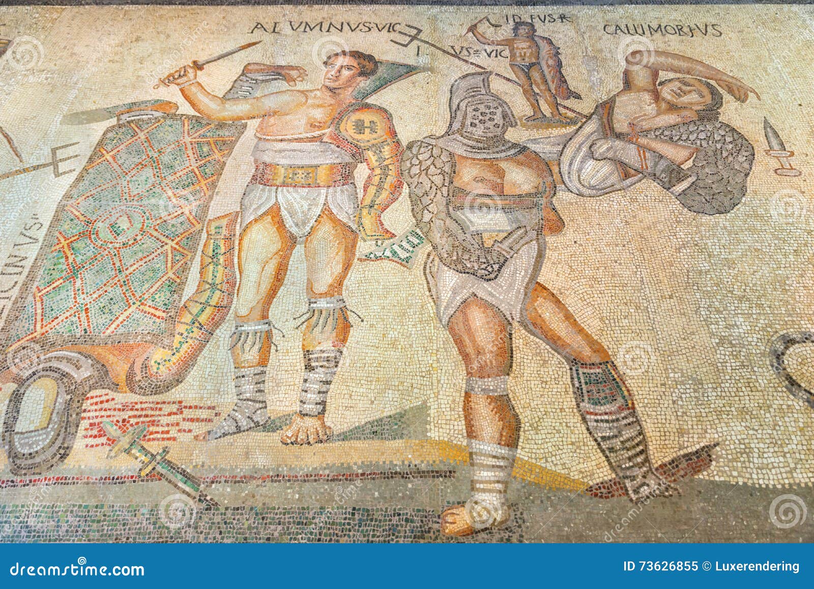 Mosaic Depicting The God Dionysos Riding On A Tiger In The