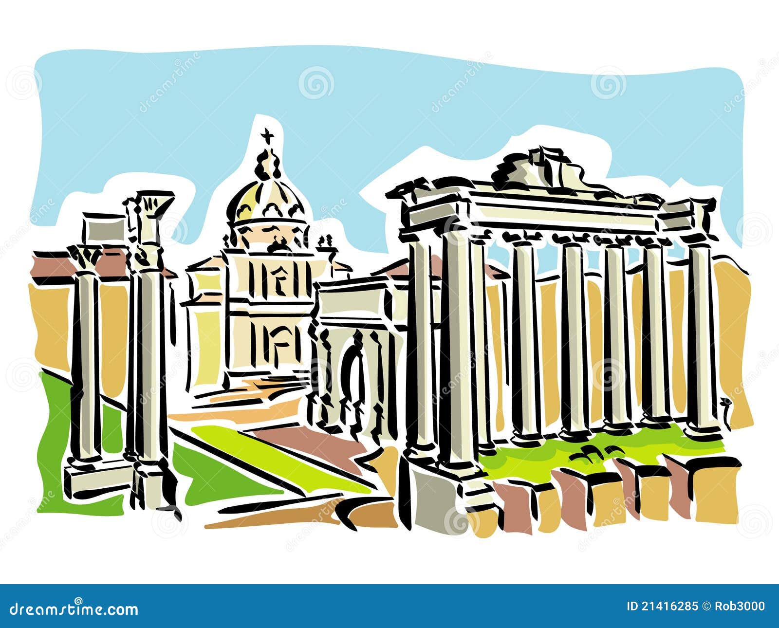 Rome (ancient Roman Forum) stock vector. Illustration of history - 21416285