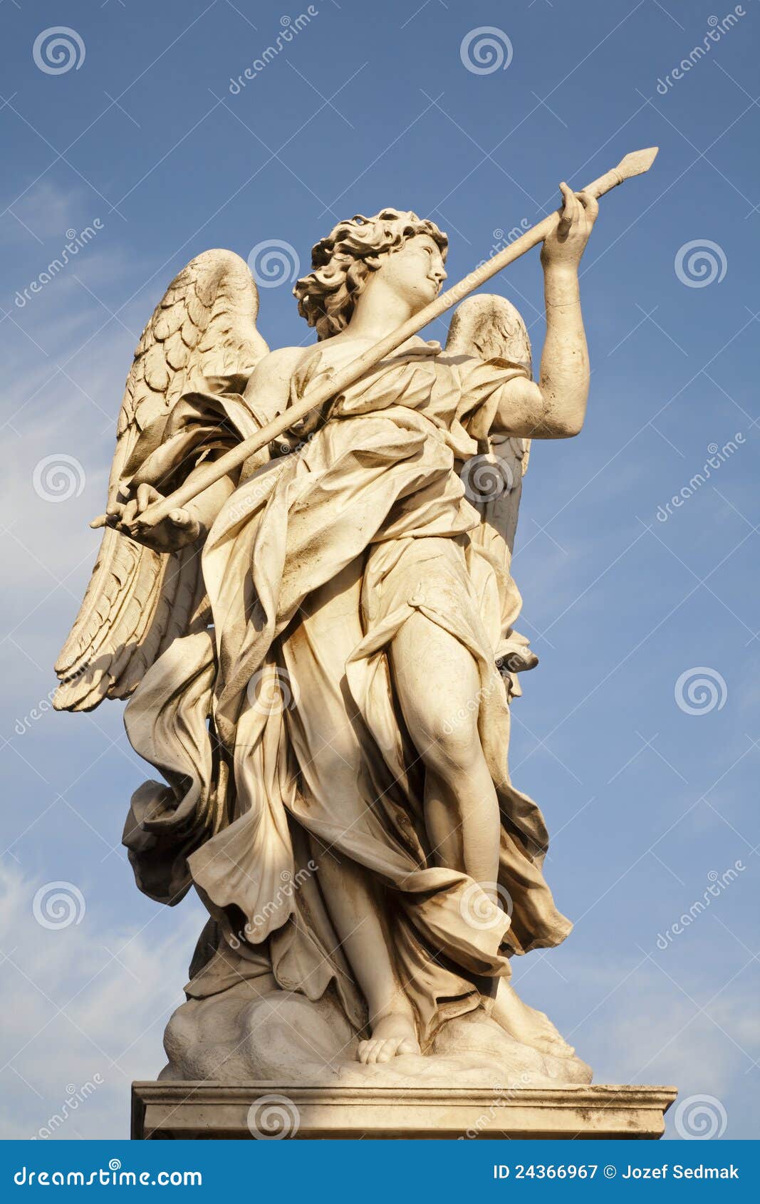 Rome - Angel with the Lance - Angels Bridge Stock Image - Image of ...