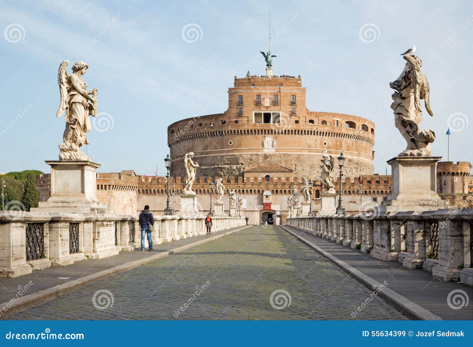 Rome - Angels Bridge and Castle Editorial Stock Image - Image of rome ...