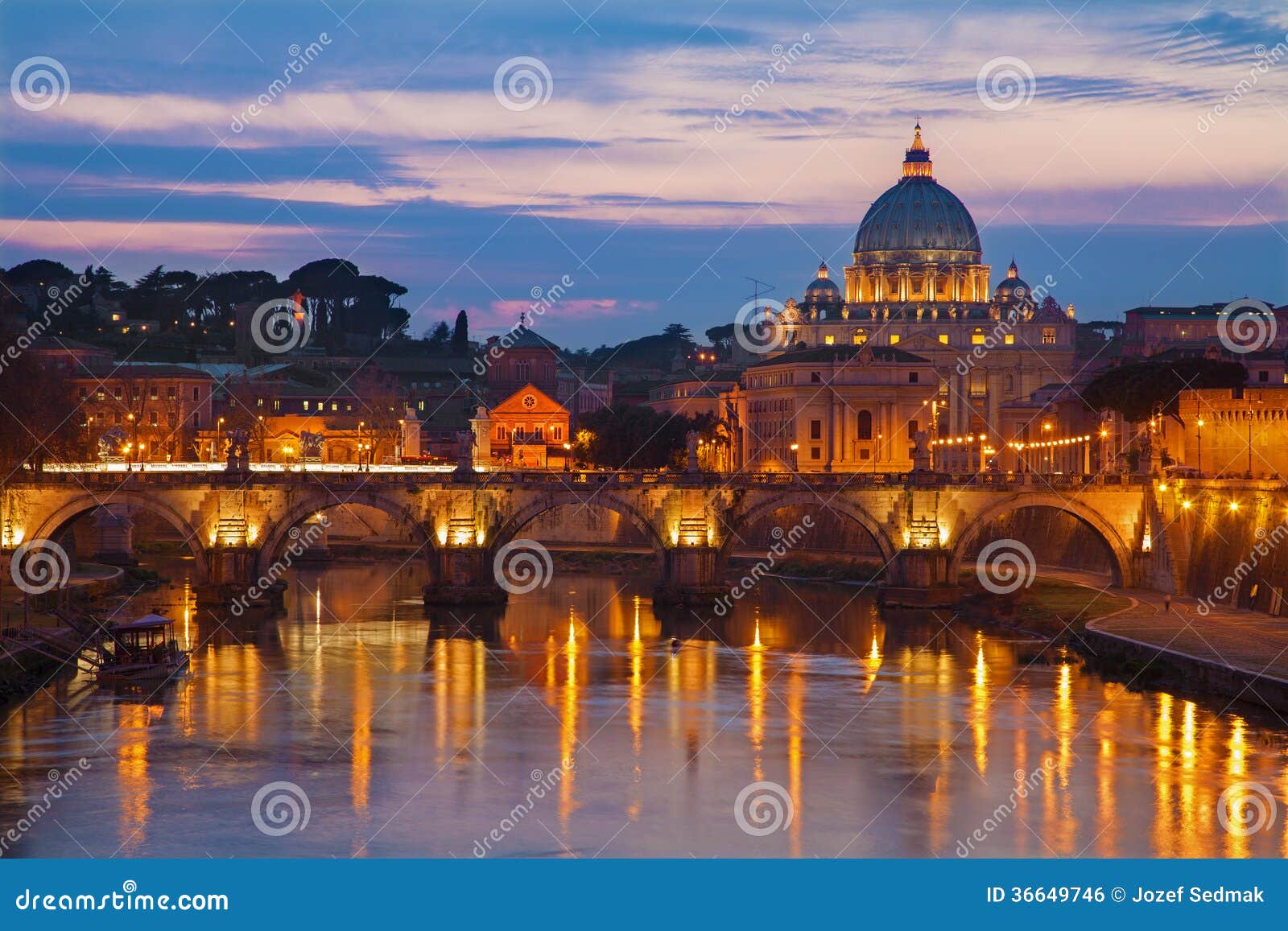 Rome - Angels Bridge and St. Peter S Basilica Stock Photo - Image of ...