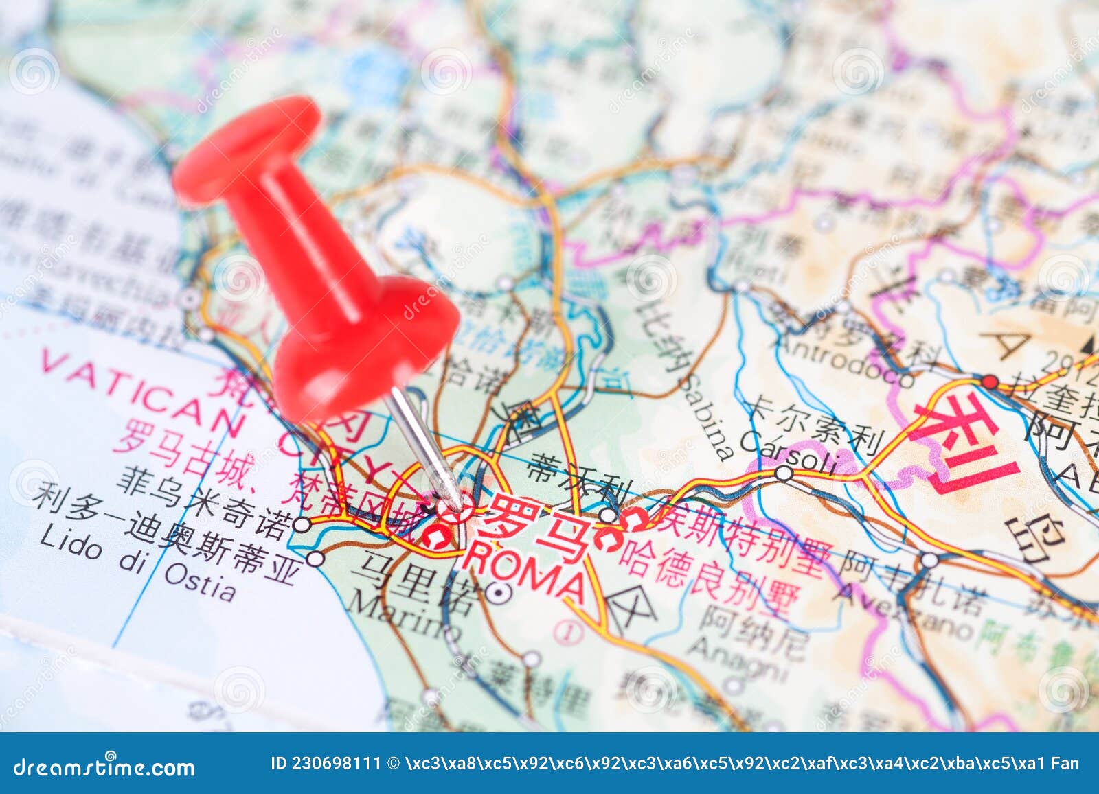 Rome, the Capital of Italy, on the Map Stock Image - Image of tack ...