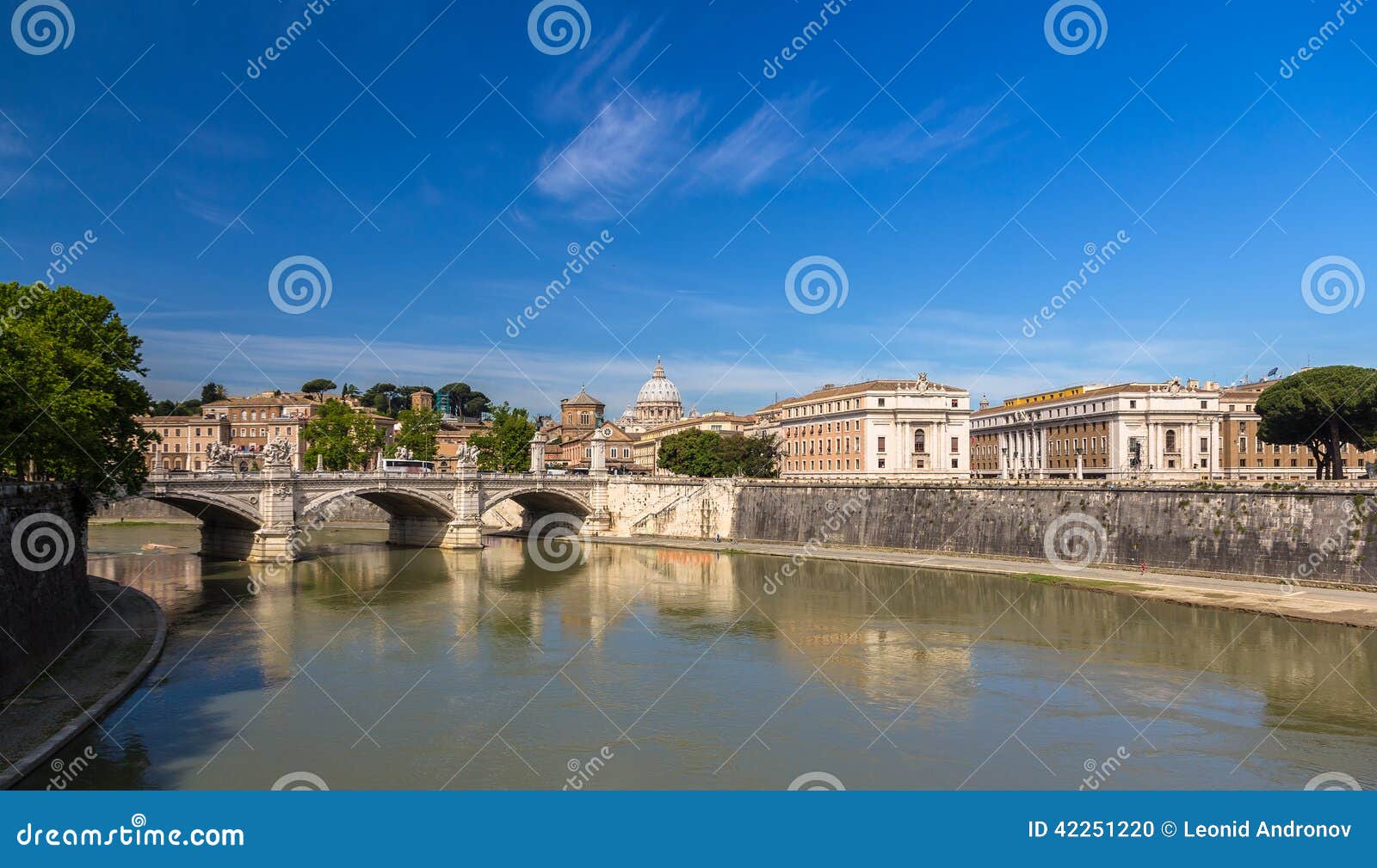 Rome City Over the Tiber River, Italy Stock Photo - Image of historic ...