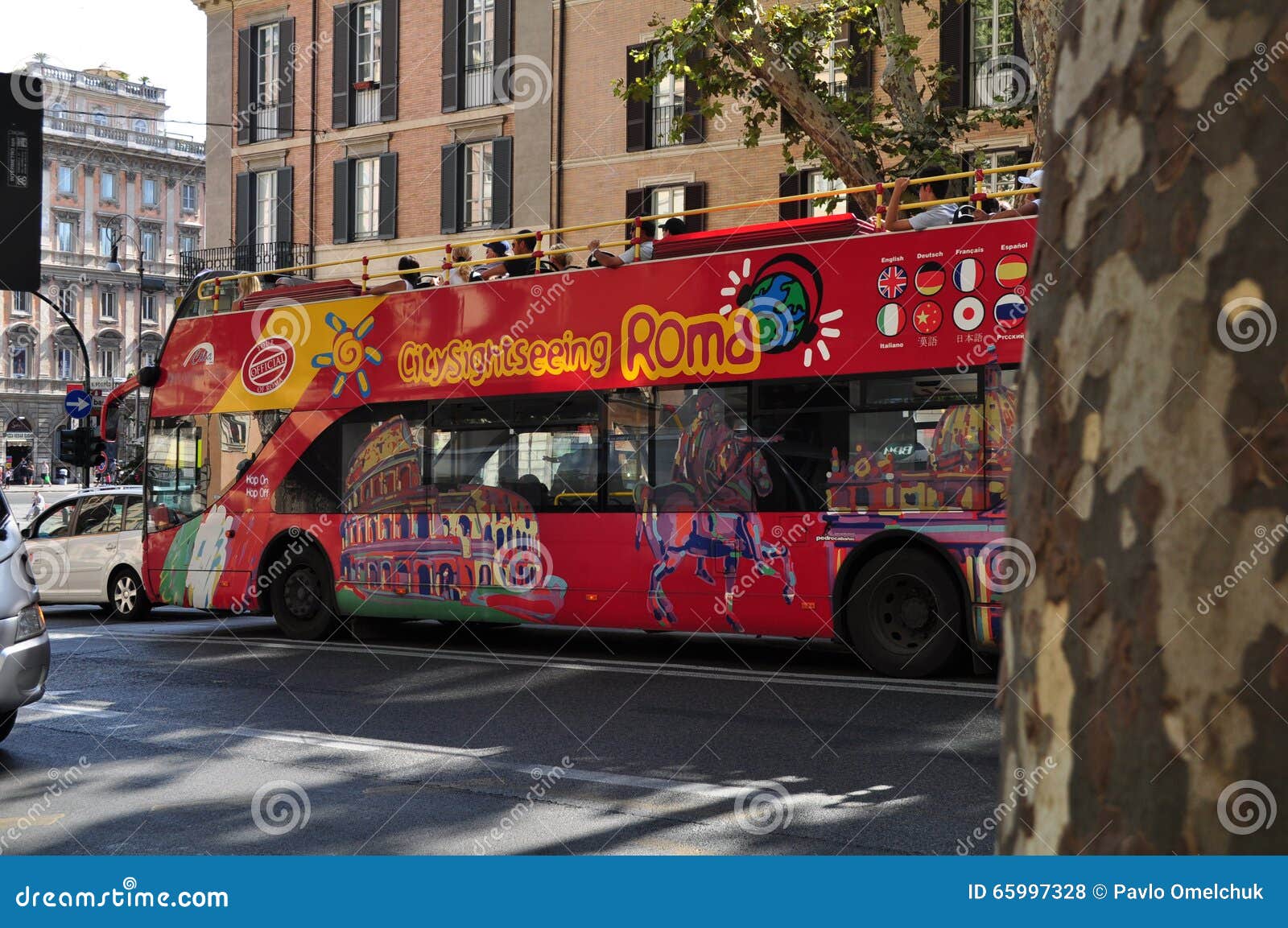 Rome City Sightseeing bus editorial stock photo. Image of famous - 65997328