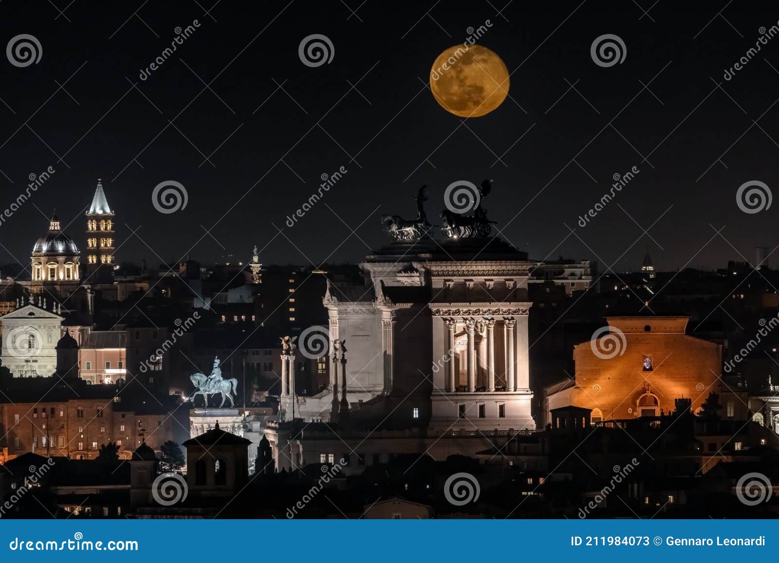 Rome city skyline at night stock image. Image of history - 211984073