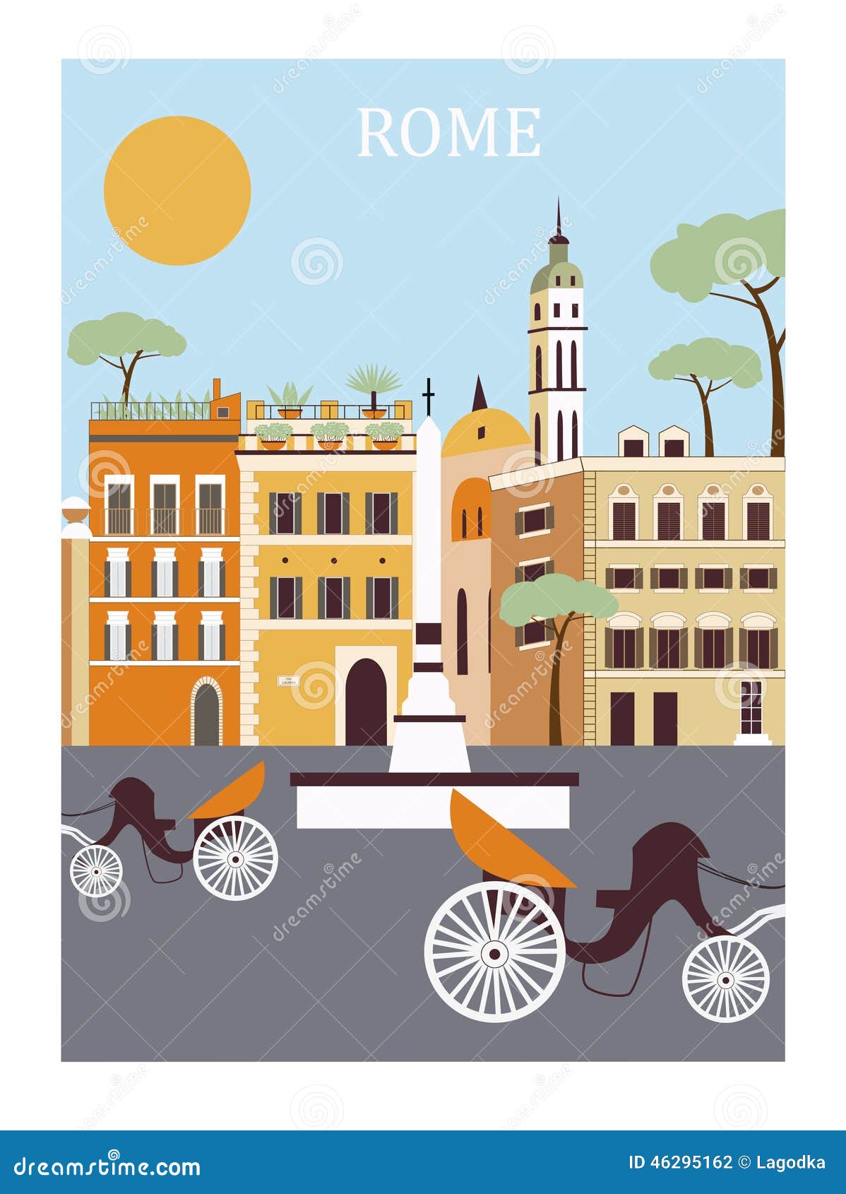 Rome City Italian Republic, Italy Map Vector Illustration, Scribble ...