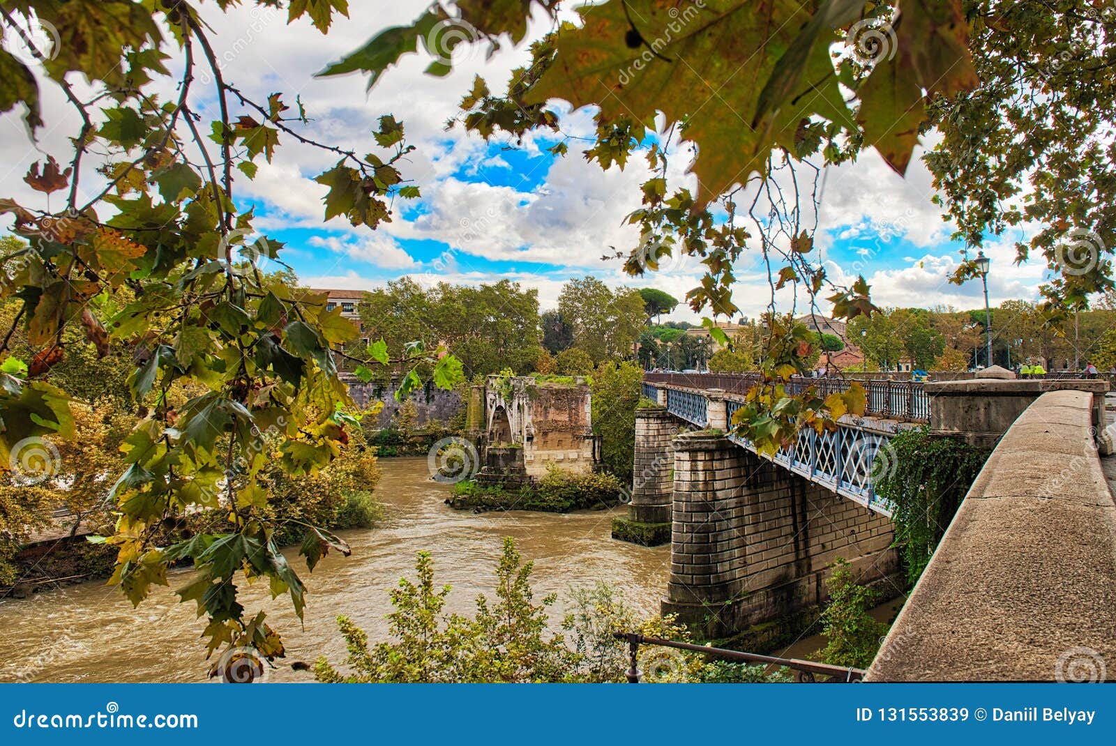 Rome Cityscape - an Old Bridge in Rome Stock Image - Image of amedeo ...