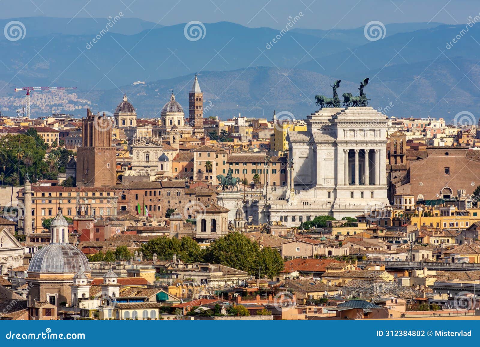 Rome Cityscape Seen from Janiculum Hill, Italy Stock Photo - Image of ...