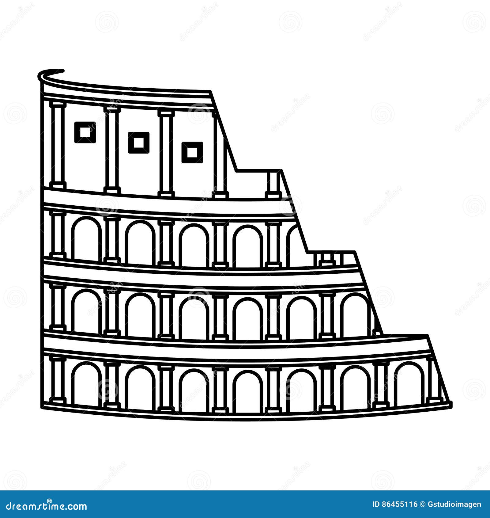 Rome Coliseum Hand Drawn Outline Doodle Icon. Vector Illustration ...