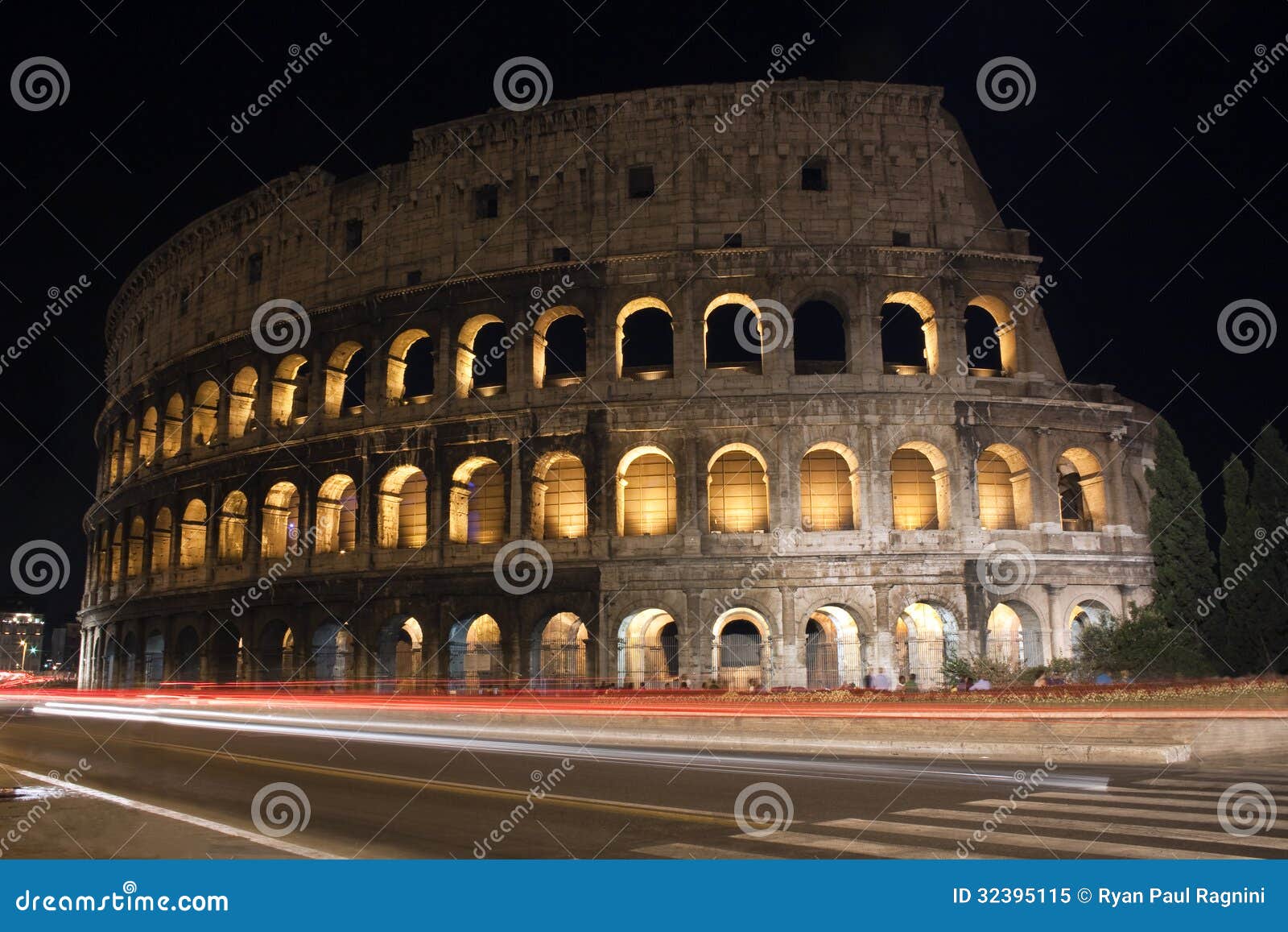 Rome Colosseum Night View stock image. Image of light - 32395115