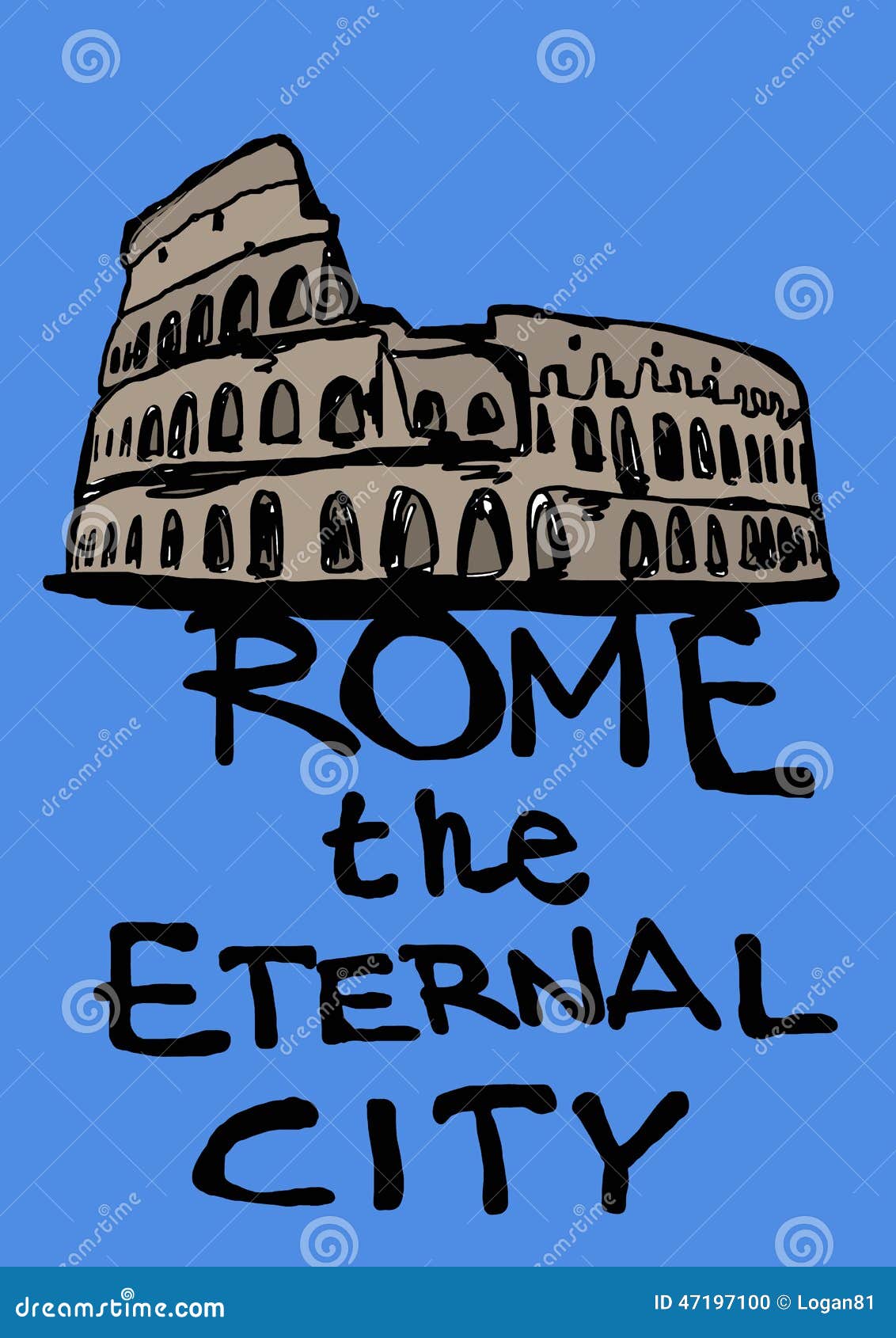 Rome de eeuwige stad stock illustratie. Illustration of tekening - 47197100