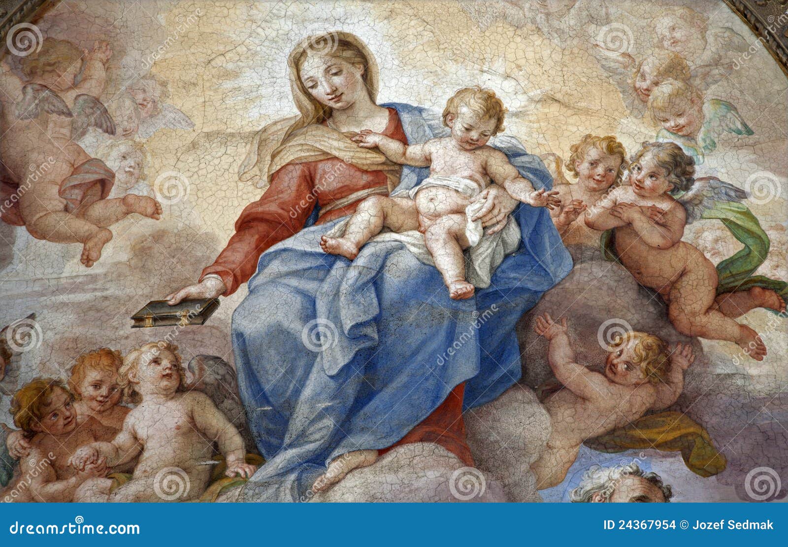 Rome - Detail of Holy Mary Paint Editorial Stock Image - Image of degli ...