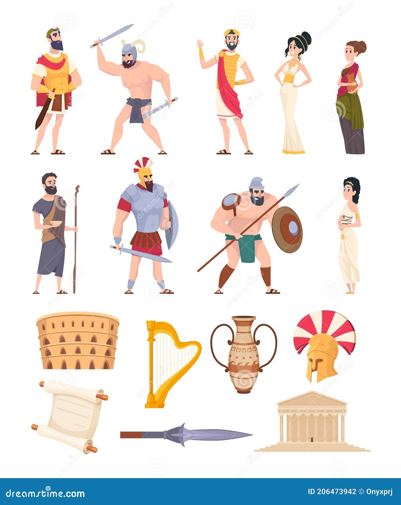 Rome Elements. Cultural Ancient Traditional Objects and Architectural ...