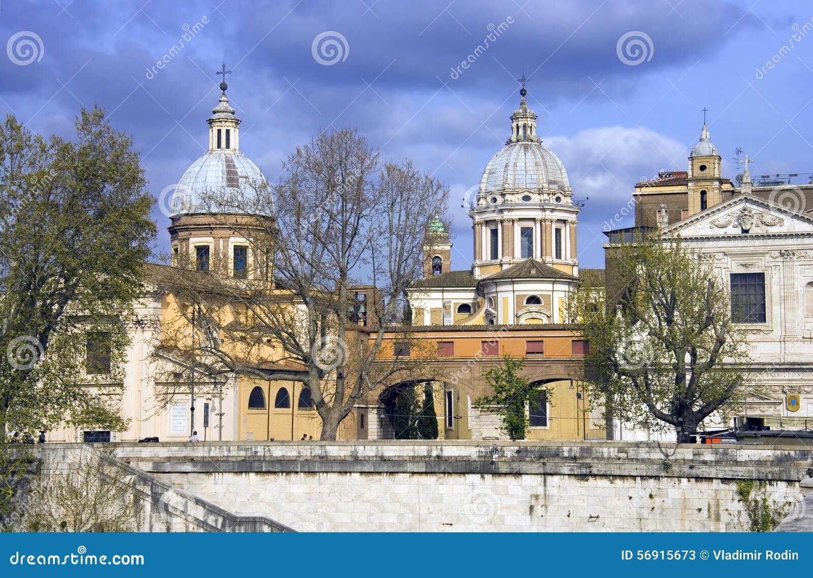 Rome Embankment Temple Arc Clouds Cross Stock Image - Image of tiber ...