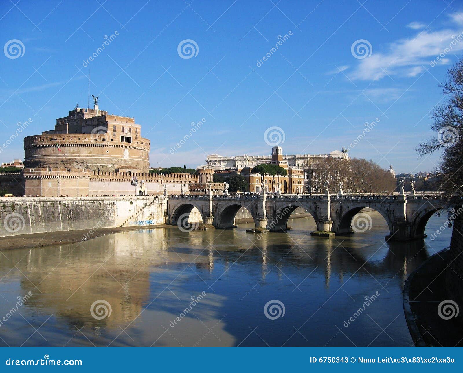 Rome fortess tiber bridge stock image. Image of pretty - 6750343