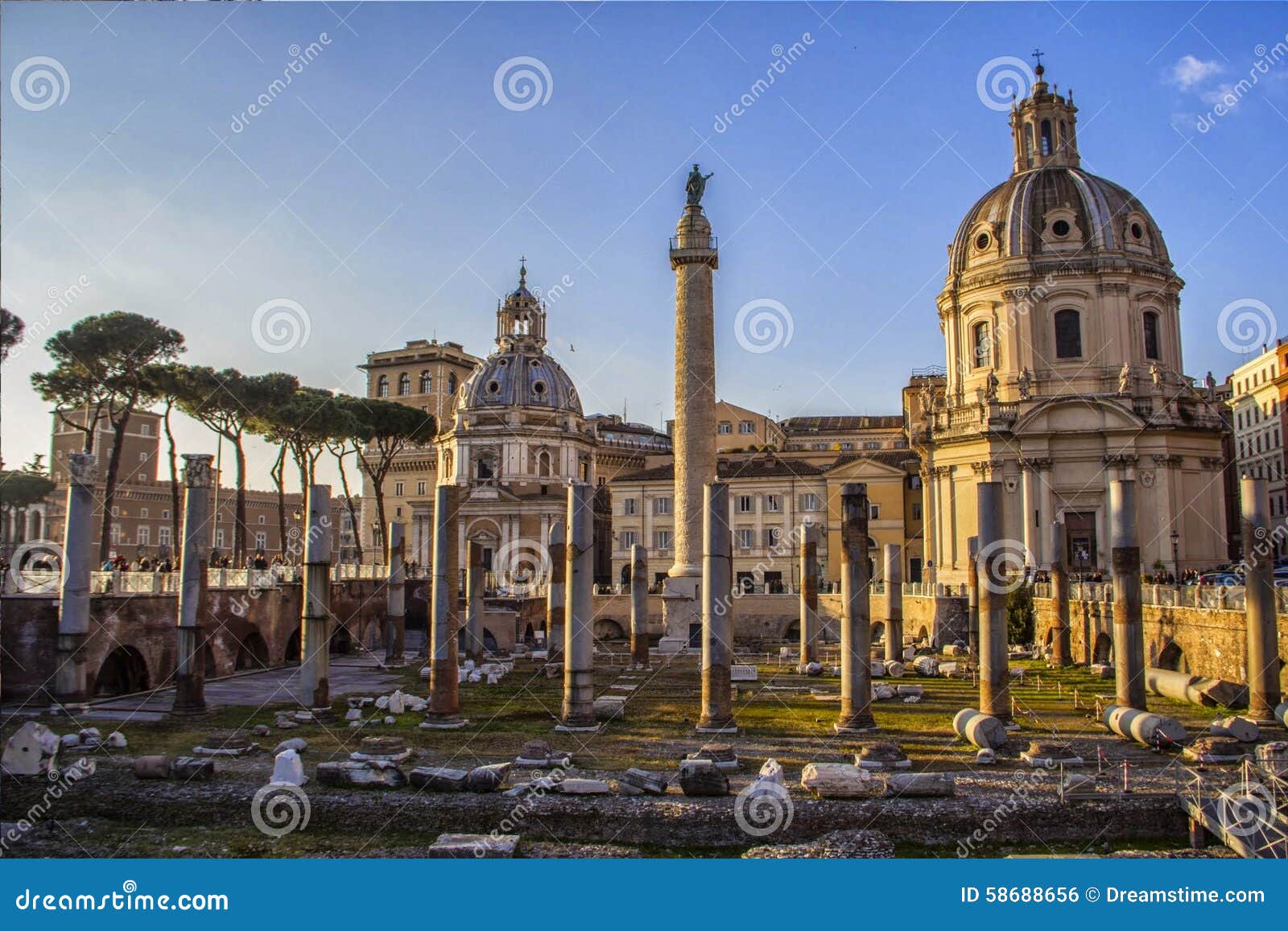 Rome forum romanum stock photo. Image of sunset, columns - 58688656