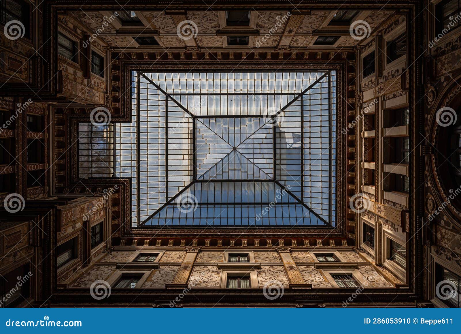 Rome Glass Ceiling stock photo. Image of landmark, italy - 286053910
