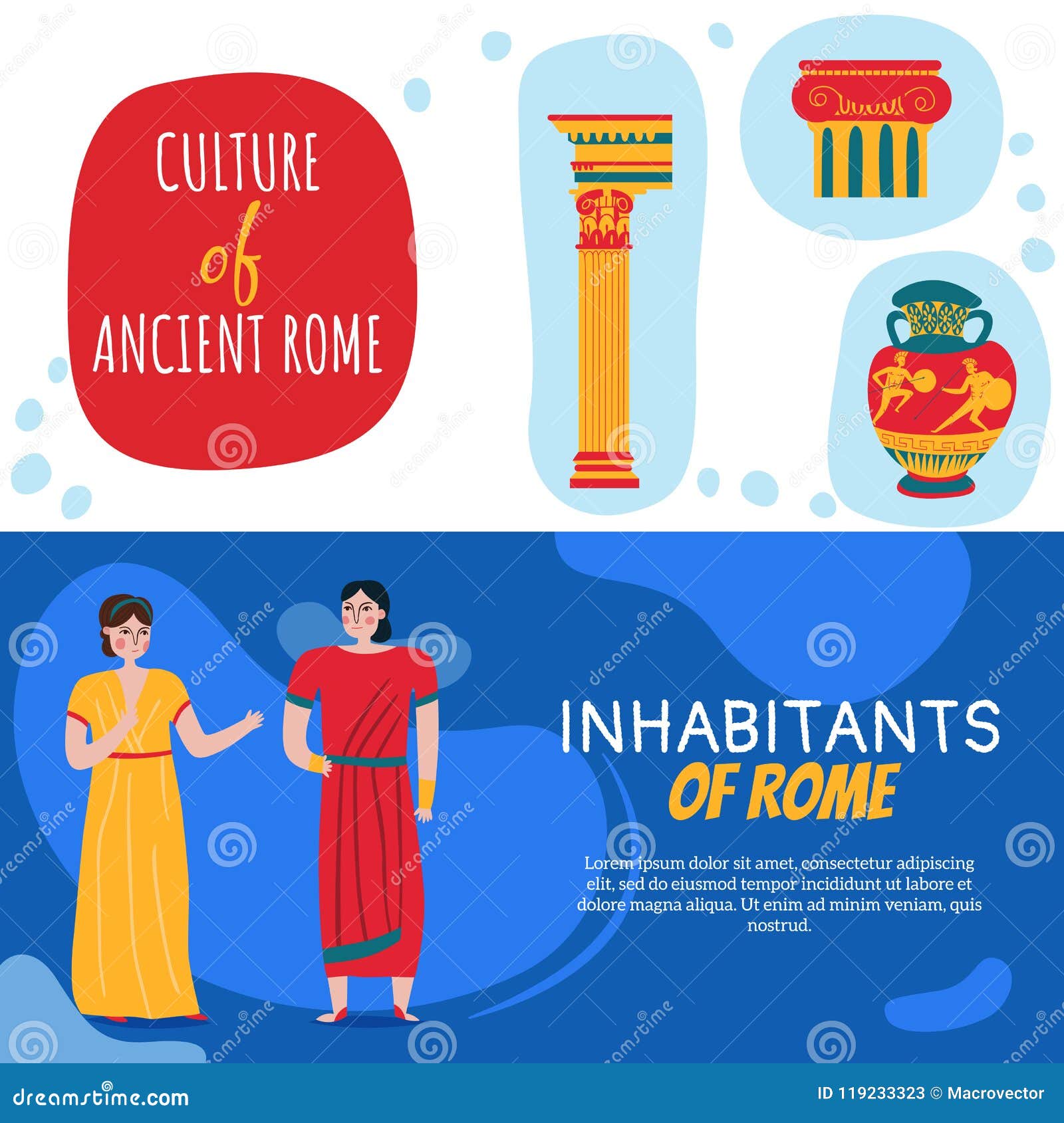 Rome Horizontal Banners Set Stock Vector - Illustration of banner ...