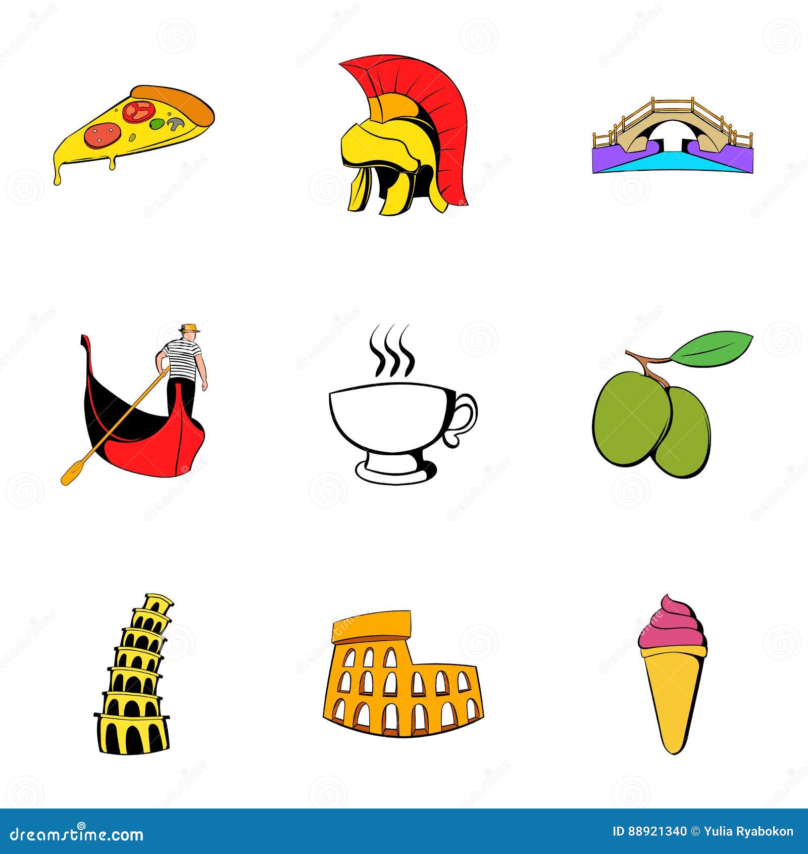 Rome Icons Set, Cartoon Style Stock Vector - Illustration of colosseum ...