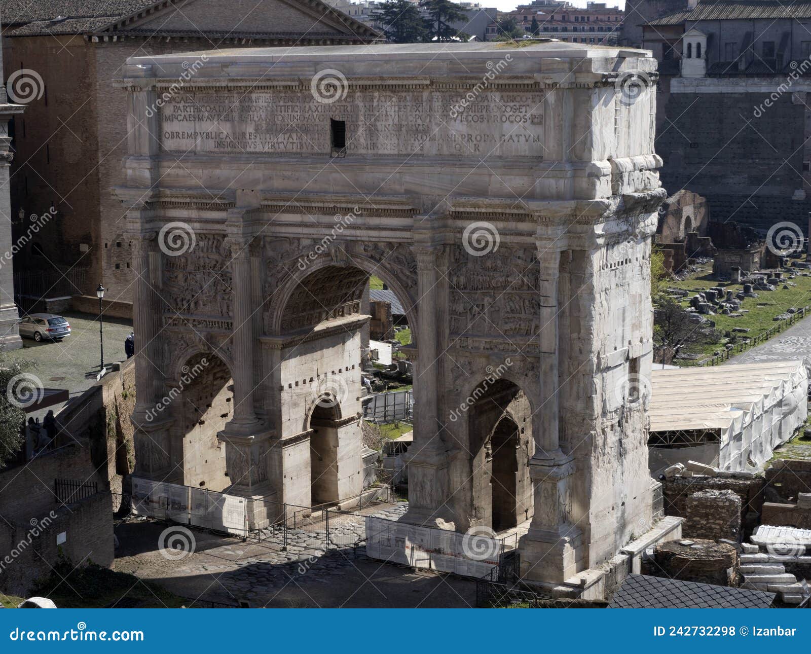 Rome Imperial Forums Aerial View Stock Photo - Image of ancient ...