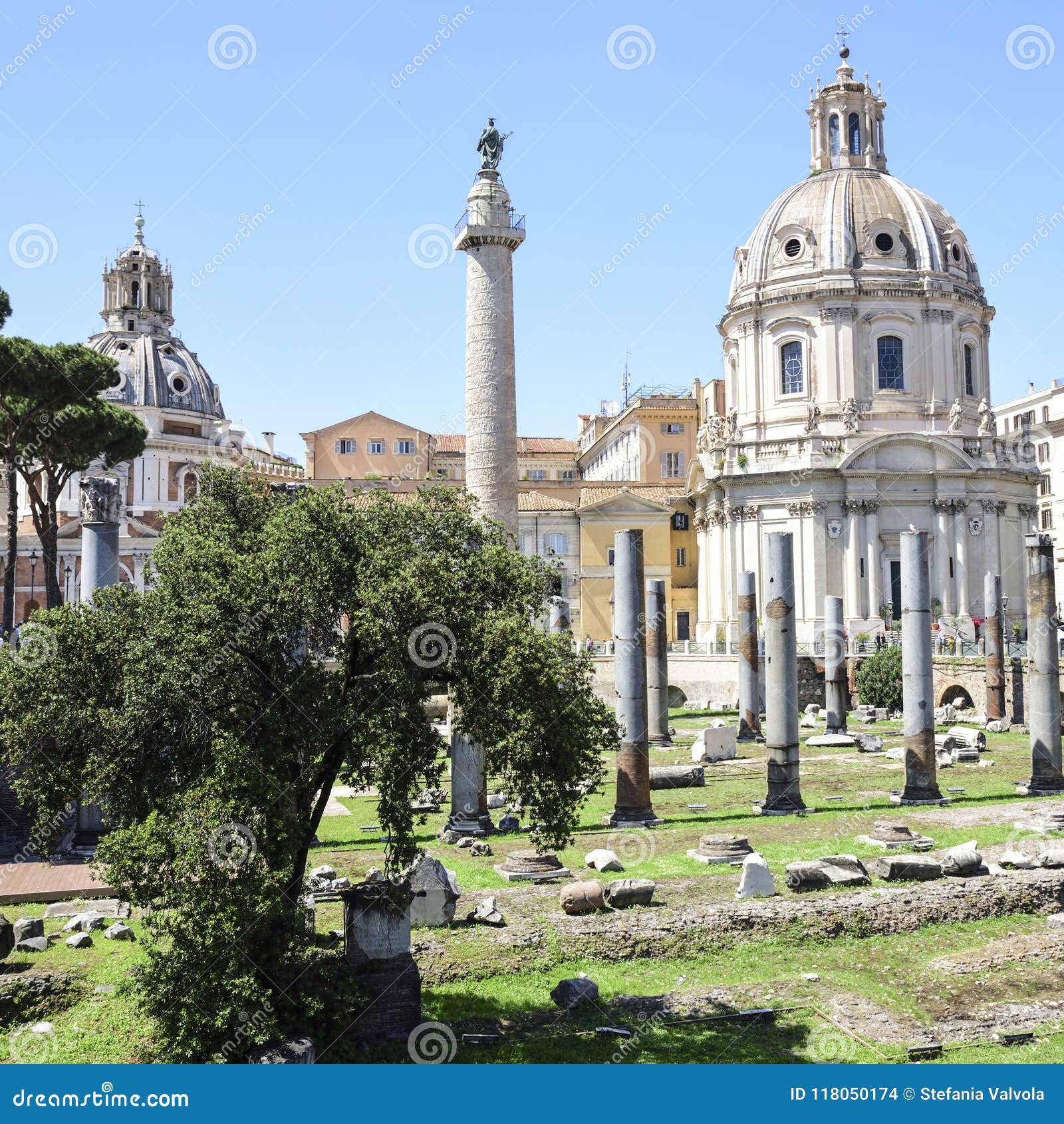 Rome, Imperial Forums Forum of Trajan and Column of Trajan Stock Photo ...