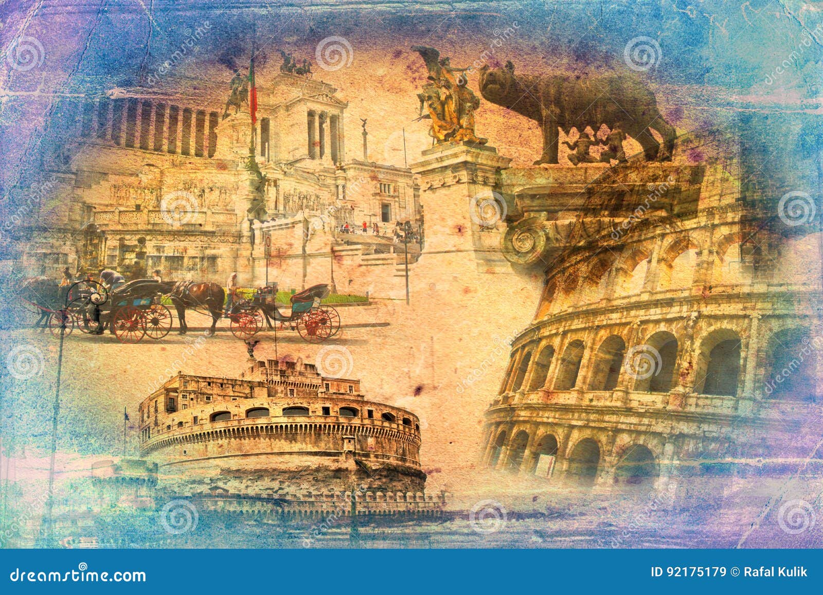 Rome Italy Art Illustration Editorial Stock Image - Illustration of ...